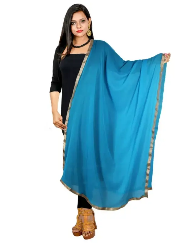 Indian Crafts Women Chiffon Solid Long Indian Traditional Dupatta With ...