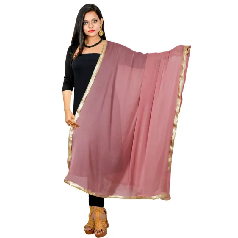 Indian Crafts Women Chiffon Solid Long Indian Traditional Dupatta With ...