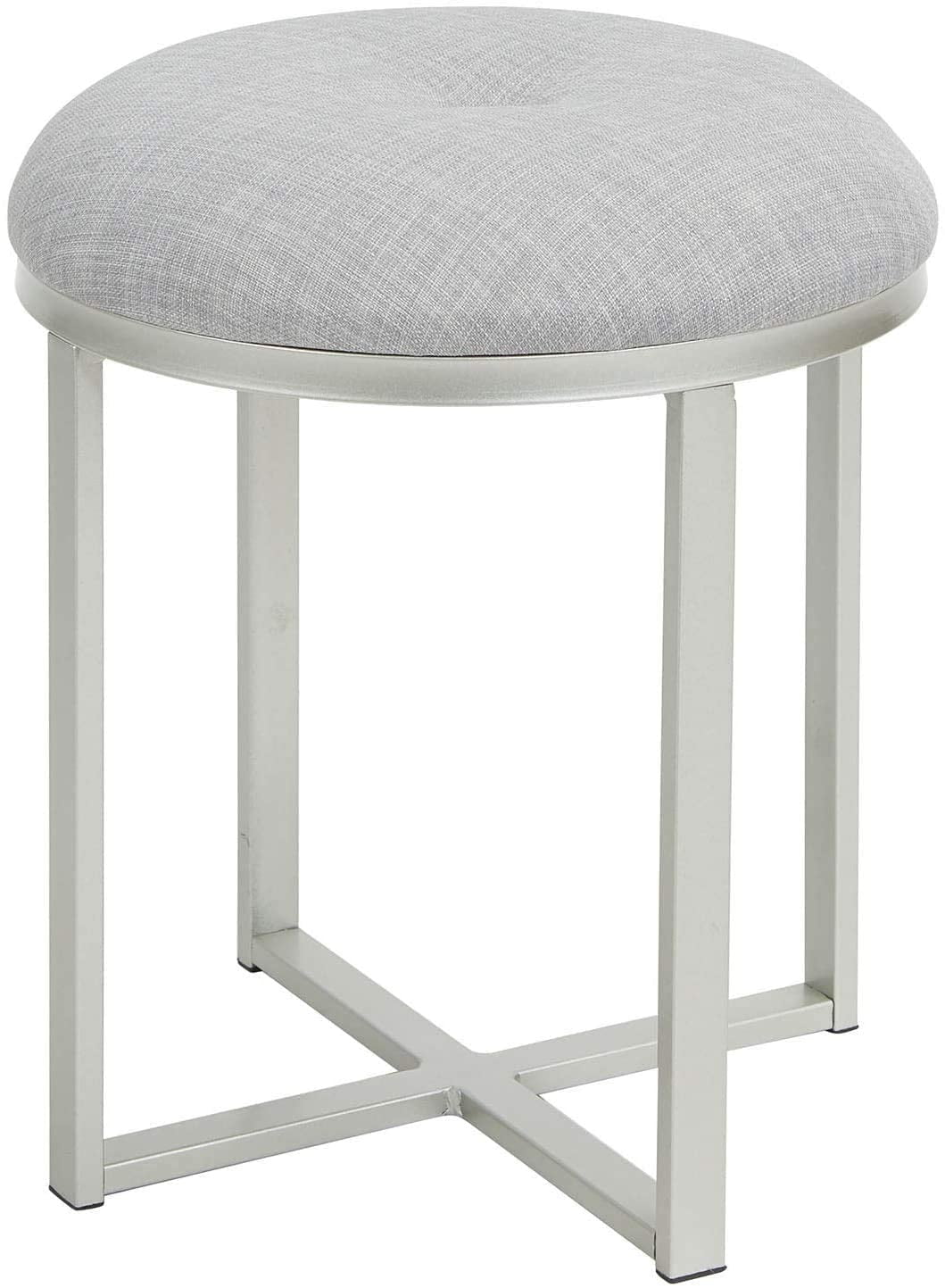 Indian Decor 45981 Vanity Bench Linen and Moon Shel Grey Metal Dressing ...