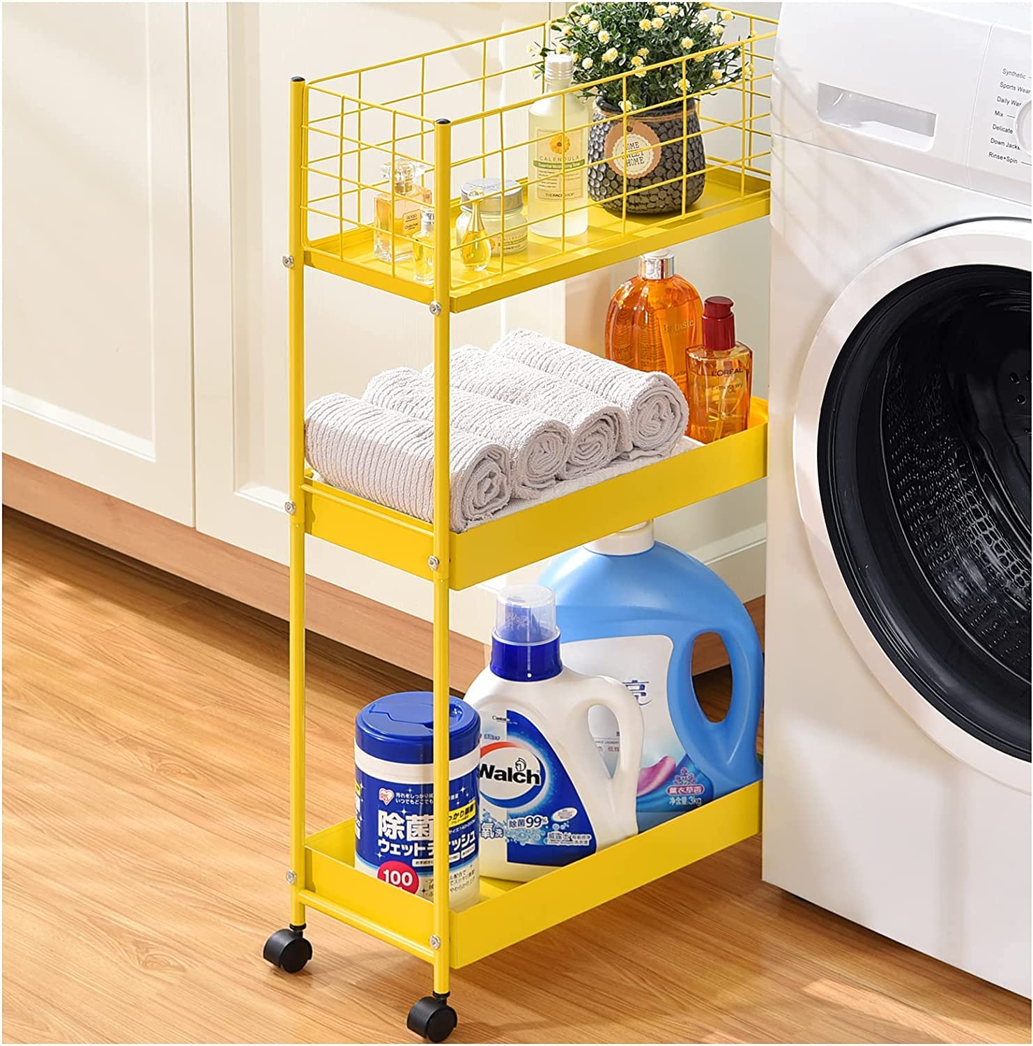 Indian Decor 89120 Slim Storage Cart3Tier Metal Utility Rolling Cart ...