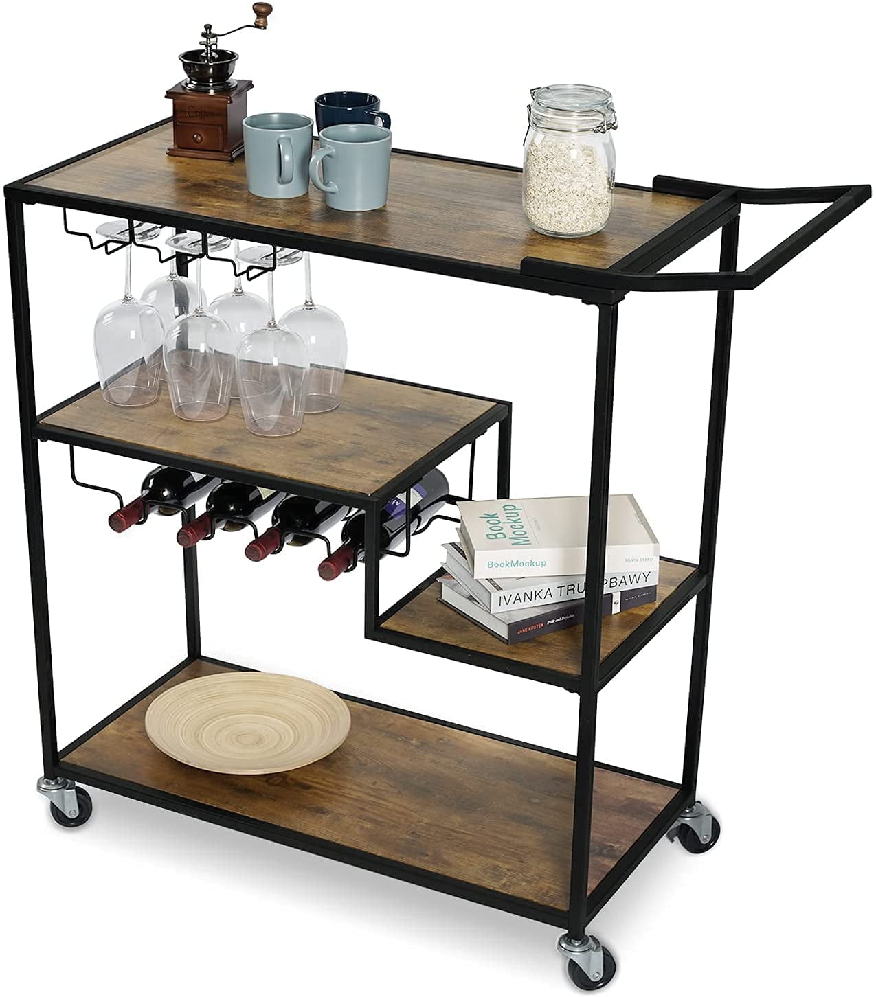 Indian Decor XL6500 Bar Serving CartIndustrial Kitchen Cart with Wheels ...