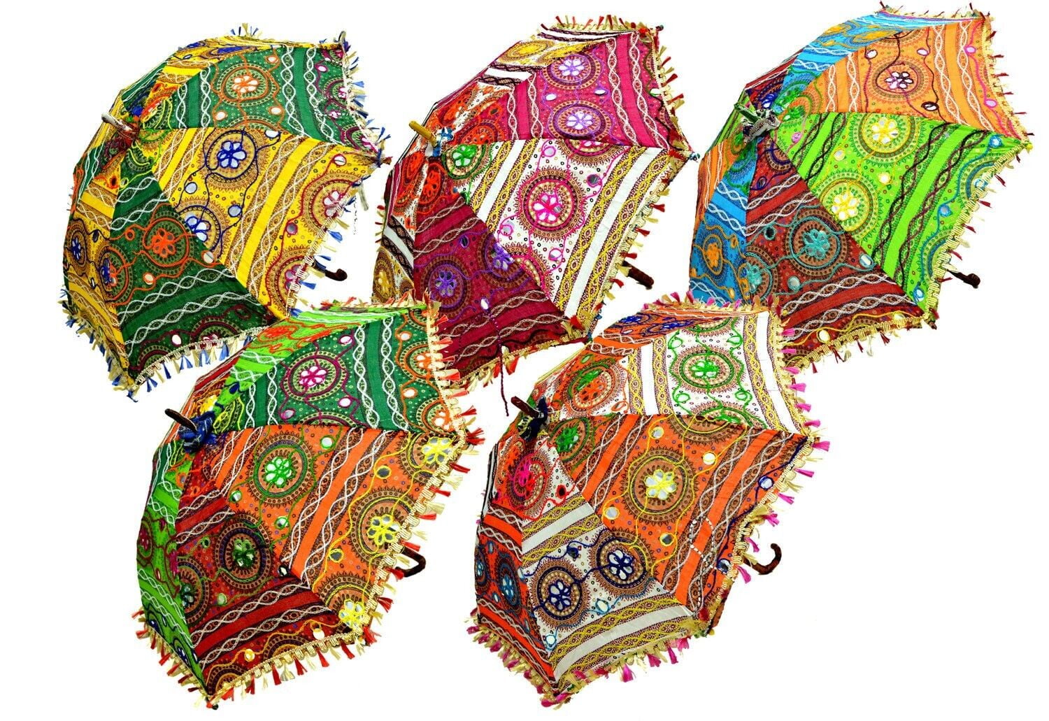 Indian Decorative Hand Embroidered Parasol Vintage Sun Shade Umbrella ...