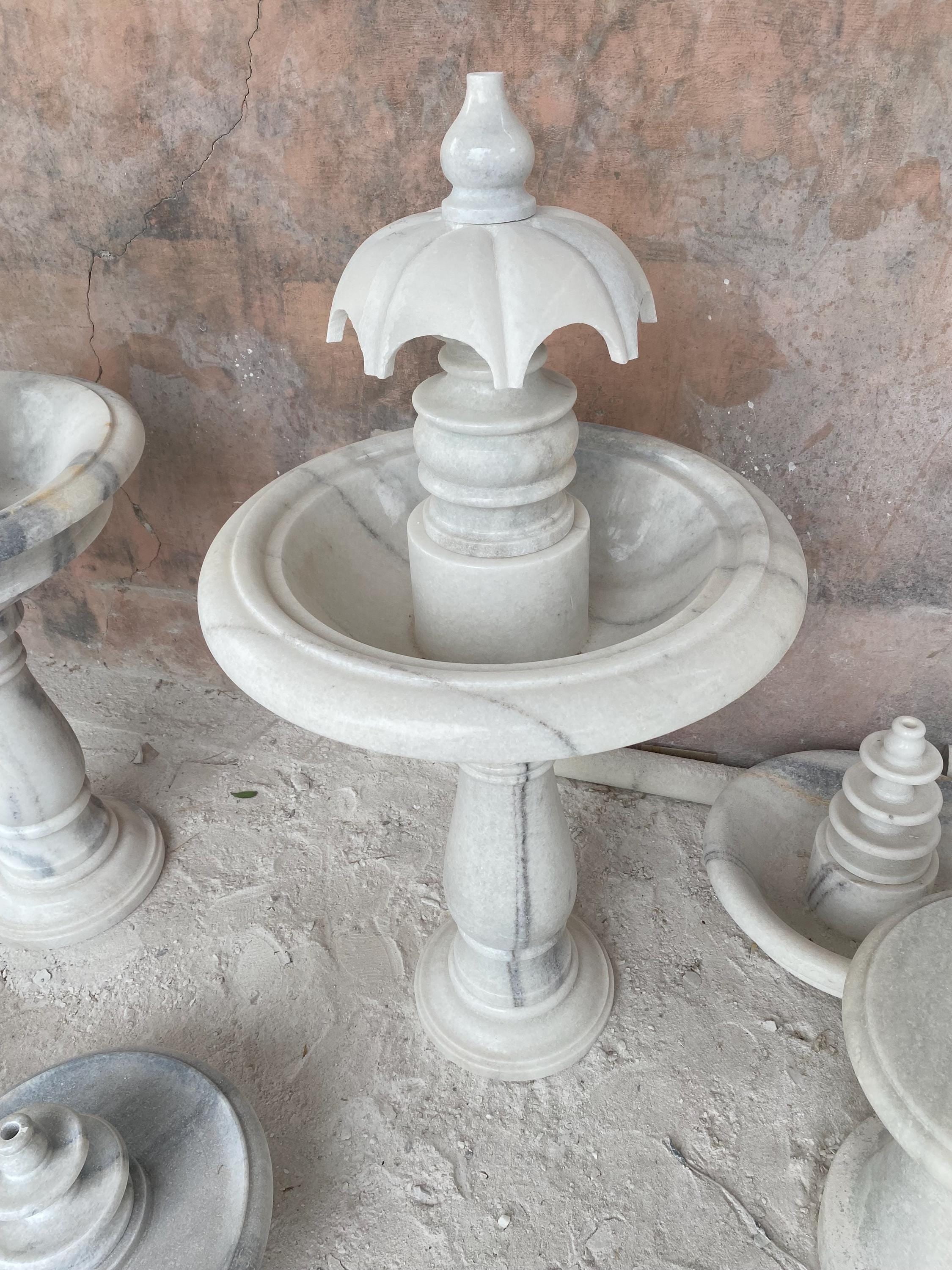 Indian Designed Water Fountain Handmade Handcarved Makrana White Marble ...