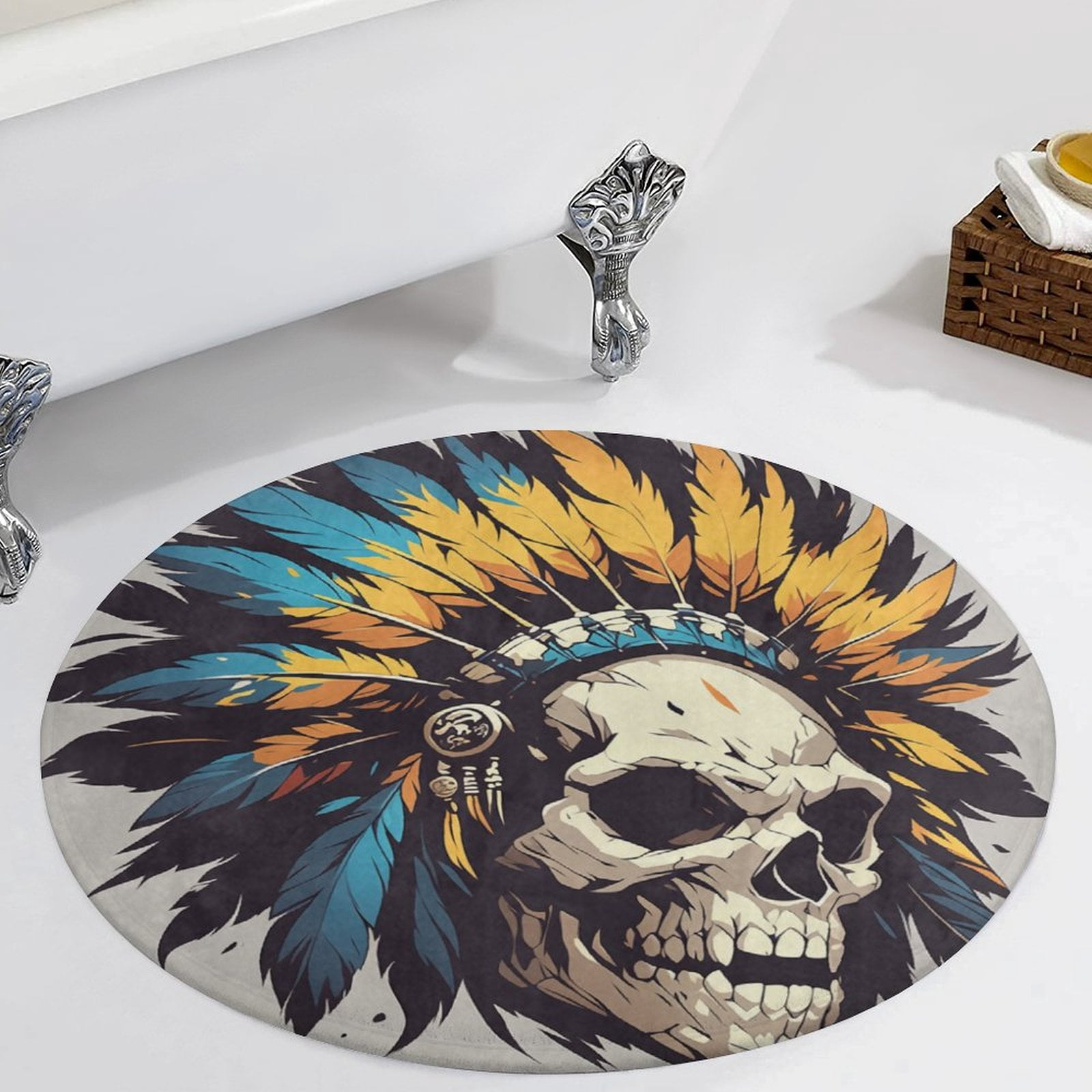 Indian Devil Skull Round Carpet Circle Rug Outdoor Patio Area Rug ...