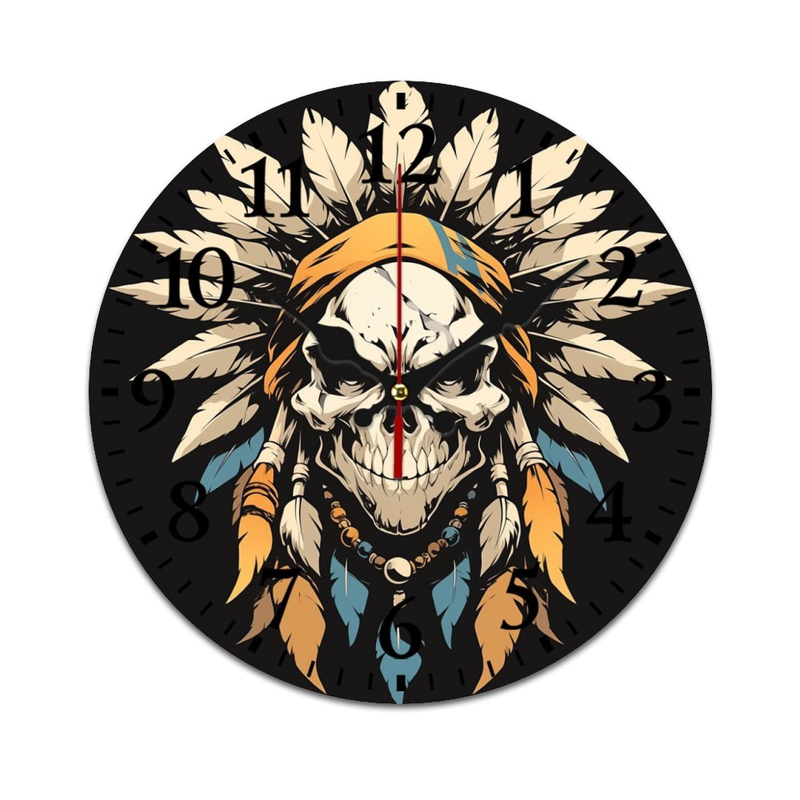 Indian Devil Skull Wall Clock Modern Design Clocks Wall Hanging Home ...