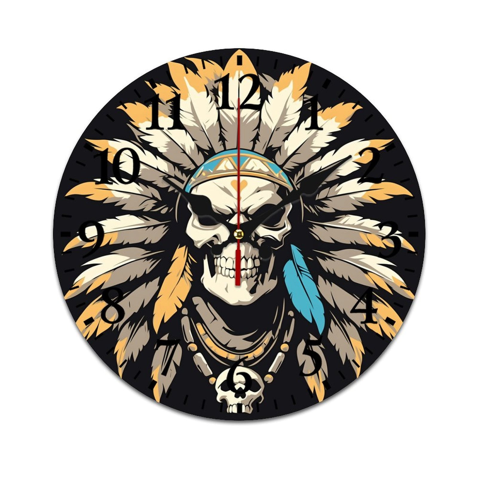 Indian Devil Skull Wall Clock Modern Design Clocks Wall Hanging Home ...