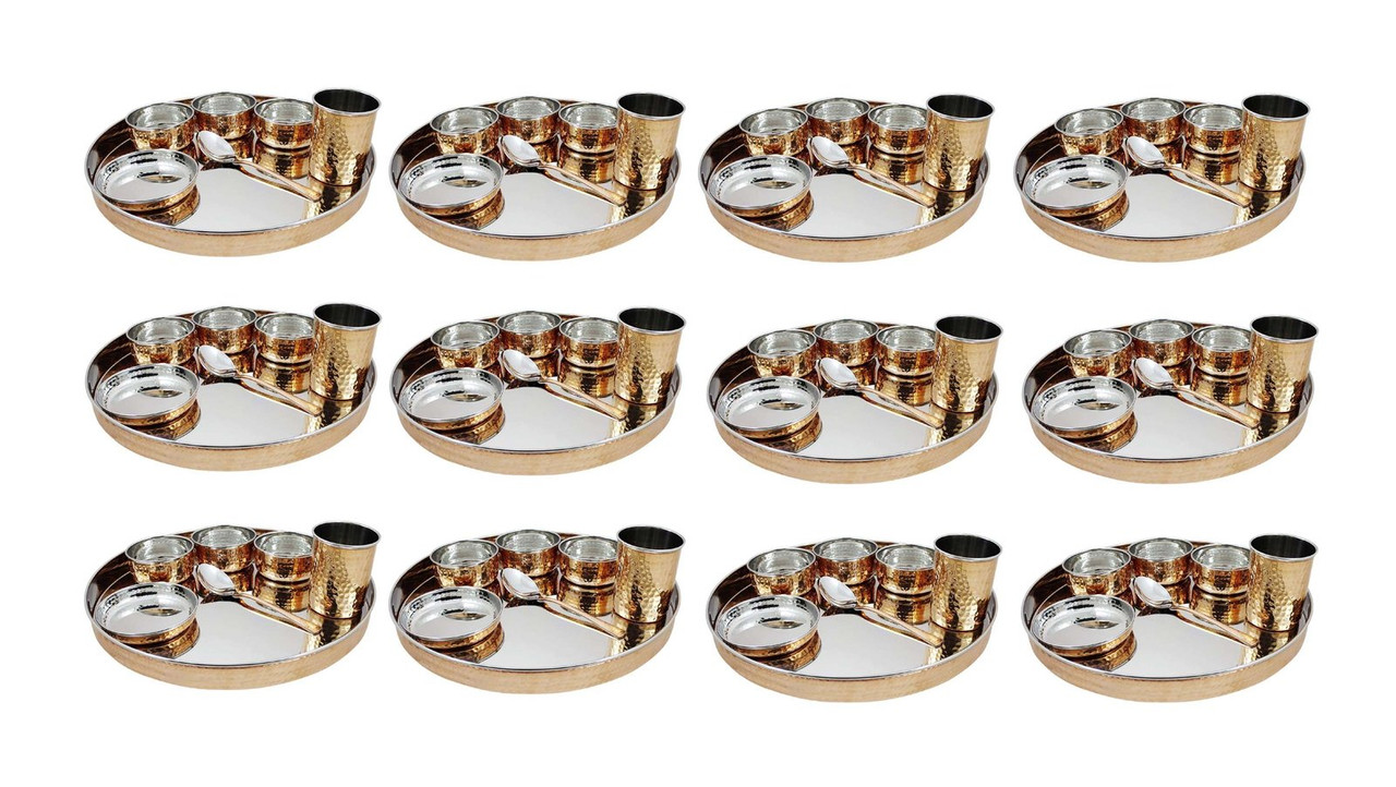 Indian Dinnerware Stainless Steel Copper Traditional Dinner Set Of ...