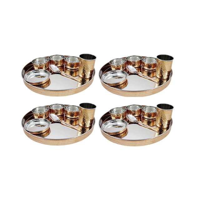 Indian Dinnerware Stainless Steel Copper Traditional Dinner Set Of ...
