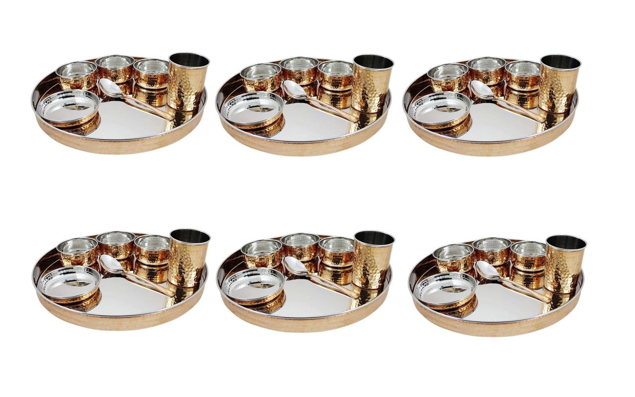 Indian Dinnerware Stainless Steel Copper Traditional Dinner Set Of ...