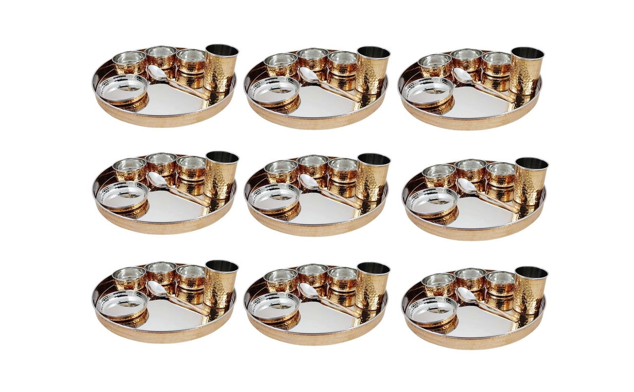 Indian Dinnerware Stainless Steel Copper Traditional Dinner Set Of ...