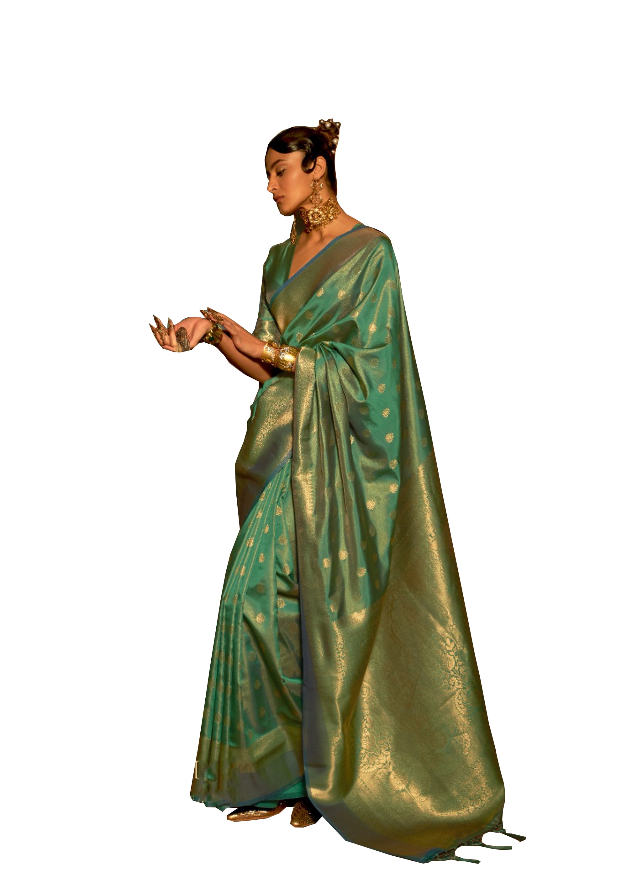 Indian Elegent Party wear ZARI BASE HANDLOOM WEAVING SILK Woman saree ...