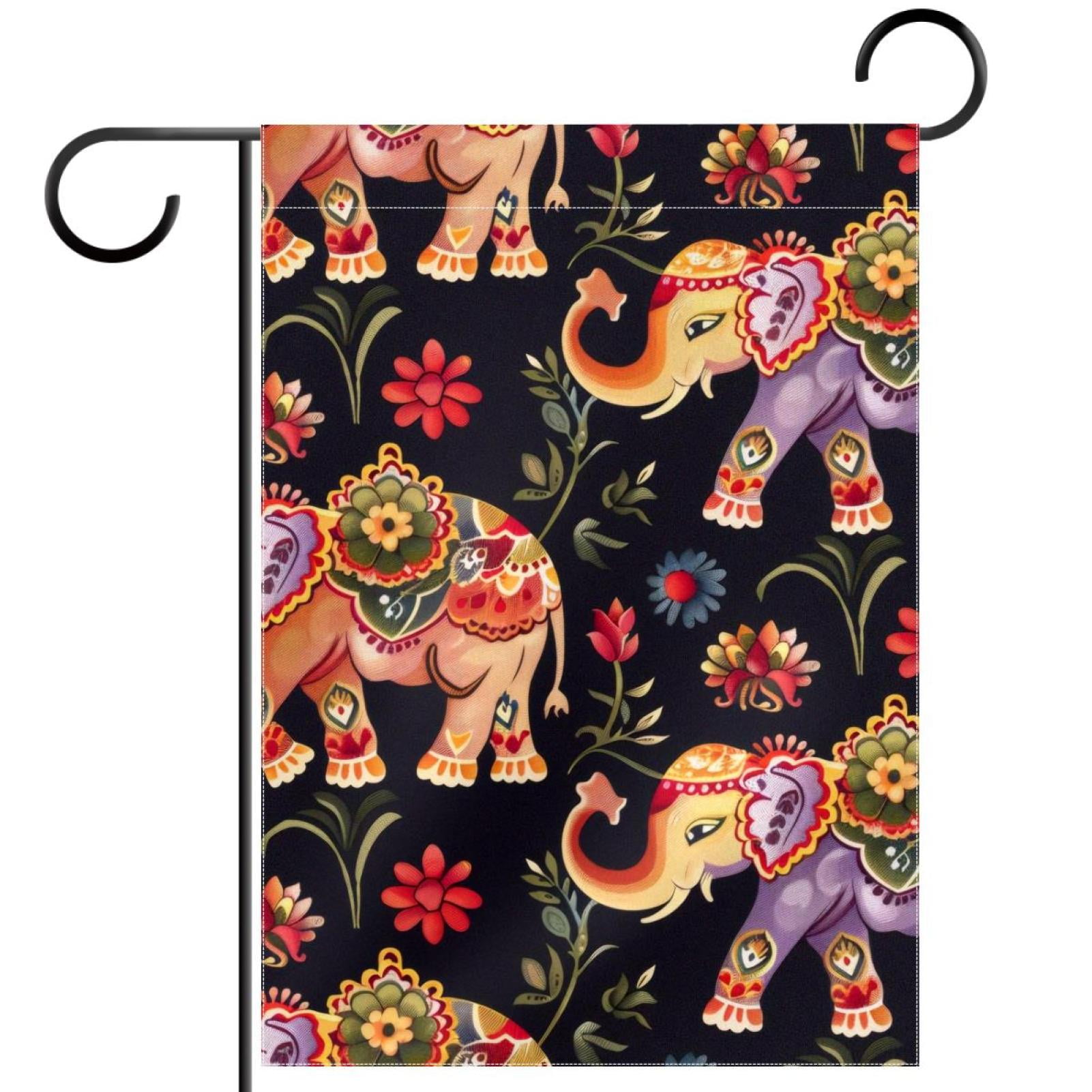 Indian Elephant Aesthetic Pattern Welcome Garden Flags, 12 x 18 Inch ...