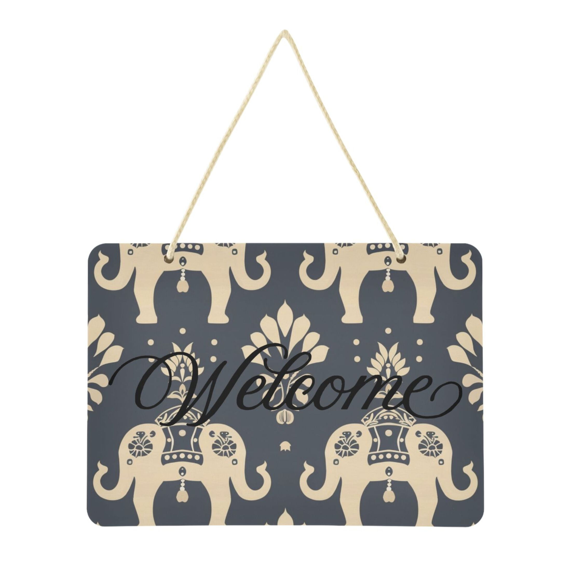 Indian Elephant Silhouette Welcome Sign Front Door PVC 14x10 inch ...