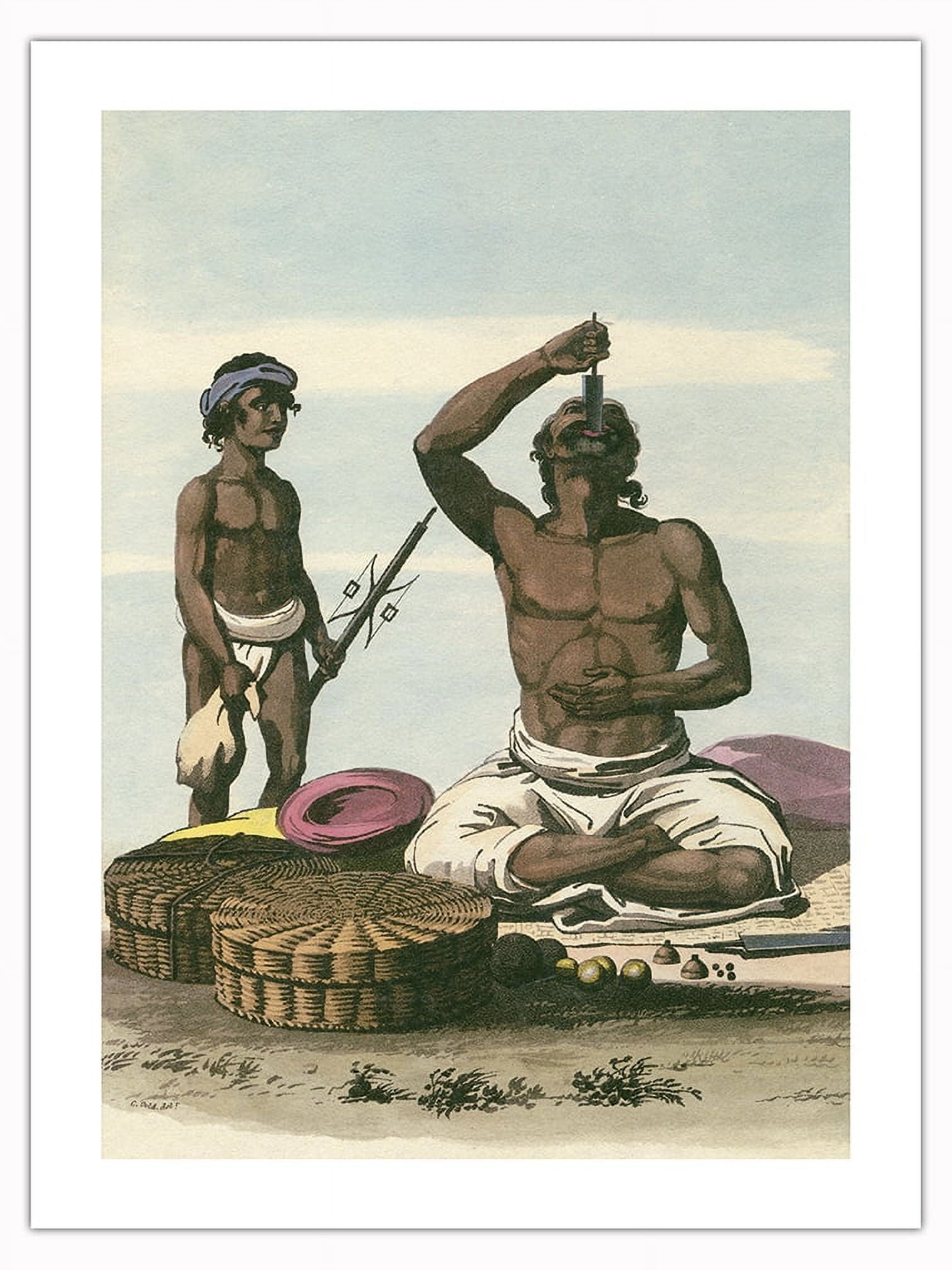 Indian Fakir - Sword-Swallowing Performance - Vintage Magic Poster c ...