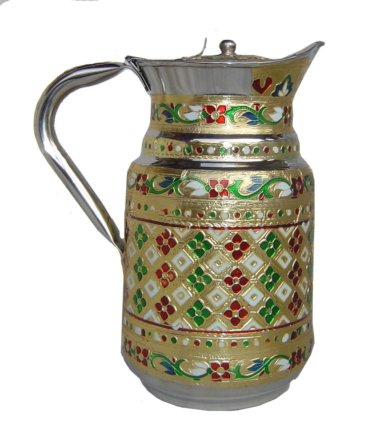 Indian Fine Stainless Steel Water Pitcher, Meenakari Decorative Jug, Table Ware, Drink Ware Home ...