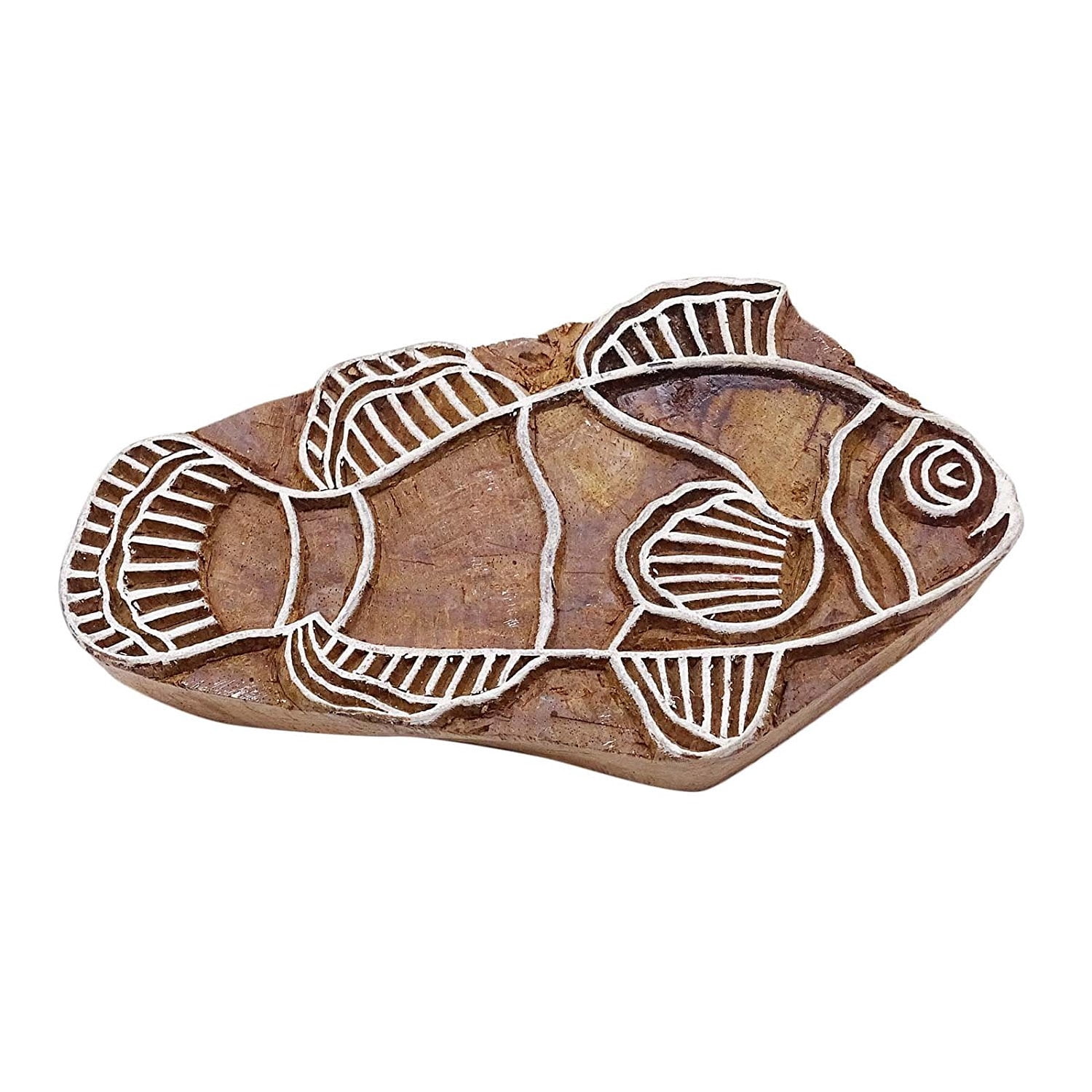 Indian Fish Border Stamp Handcarved Stamp Brown Textile Printing Block ...