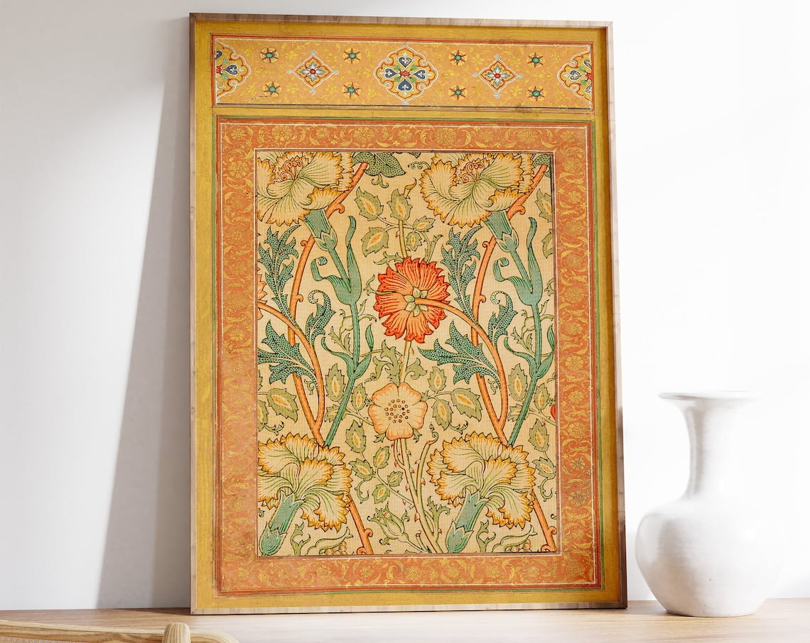 Indian Floral Art, Indian Art Print, Floral Art, Floral Print, Vintage ...