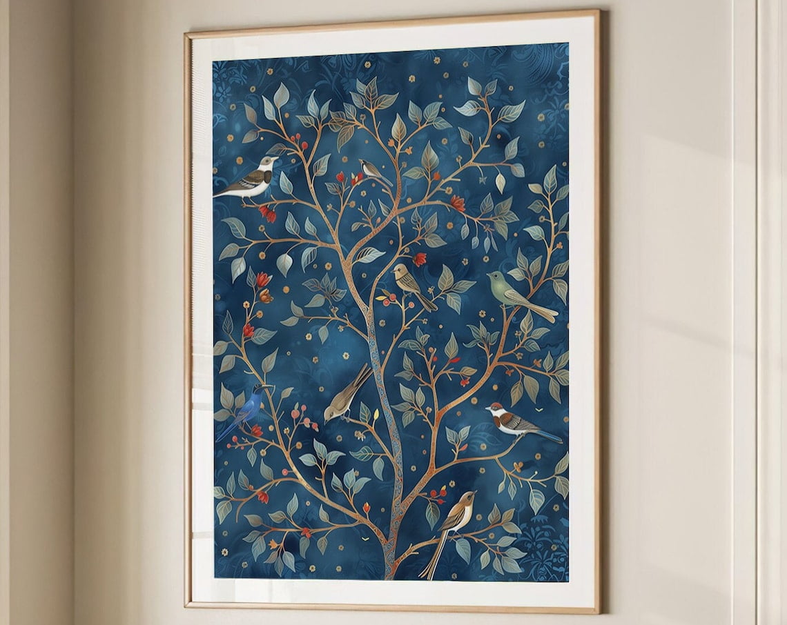 Indian Floral Art Print Vintage Cultural Poster Asian Decor Traditional ...