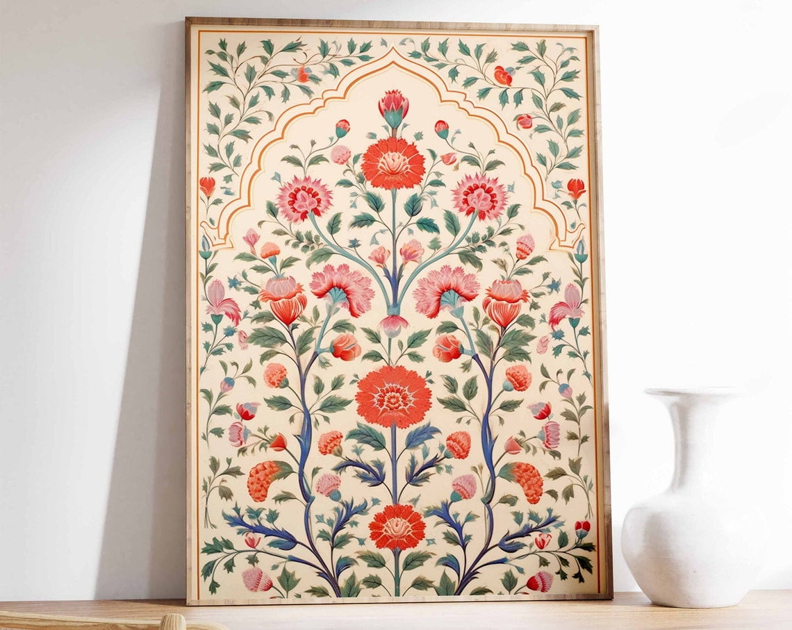 Indian Floral Print, Indian Floral Poster, Floral Indian Wall Art ...