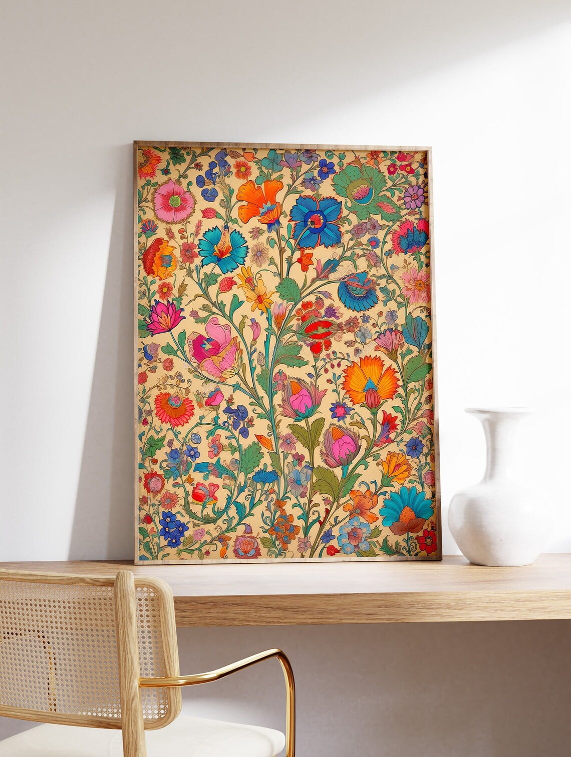 Indian Floral Print, Traditional Indian Poster, Floral Decor, Floral Print, Vintage Art, Wall ...