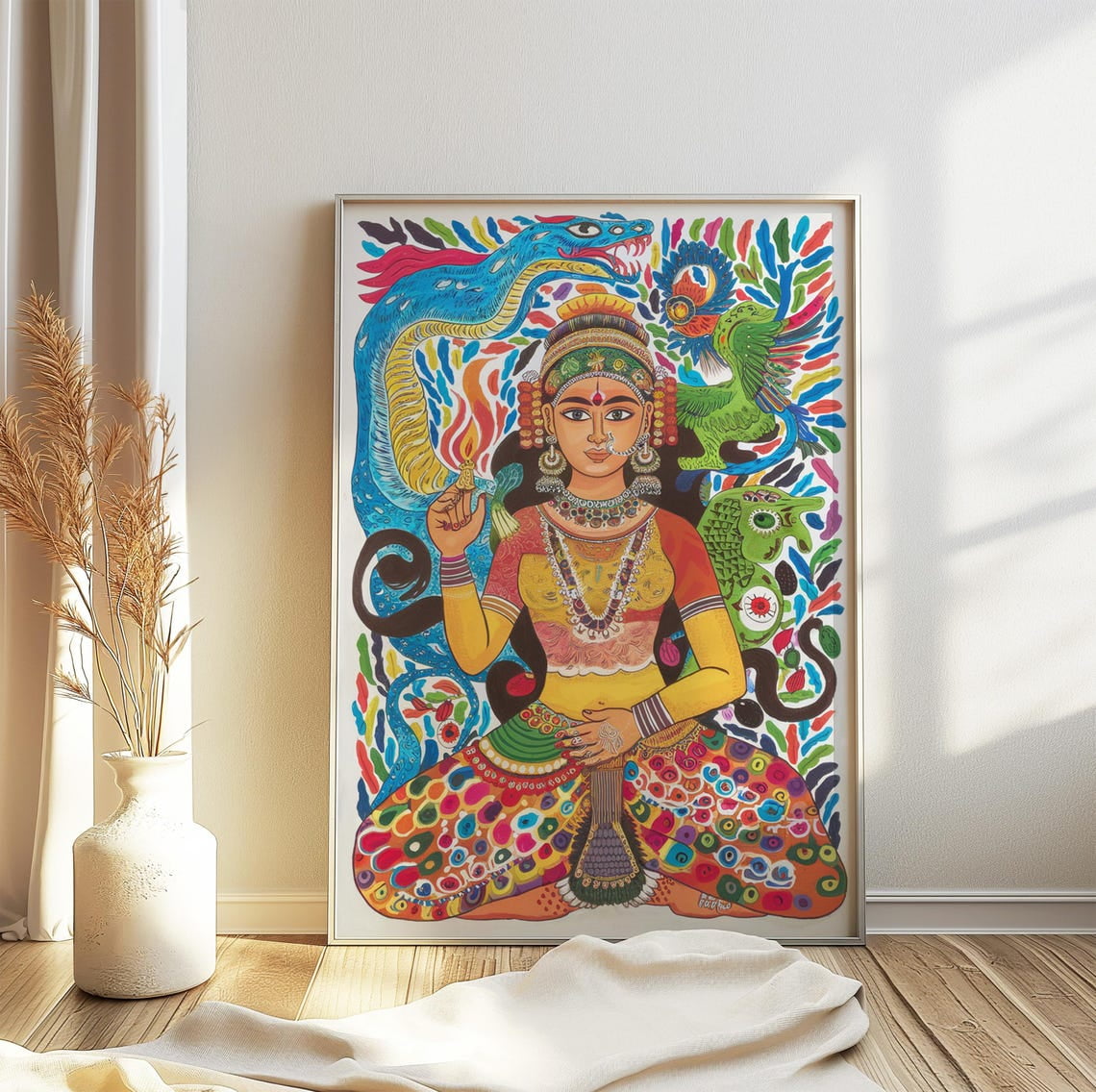 Indian Floral Print, Traditional Indian Poster, Indian Woman, Floral ...