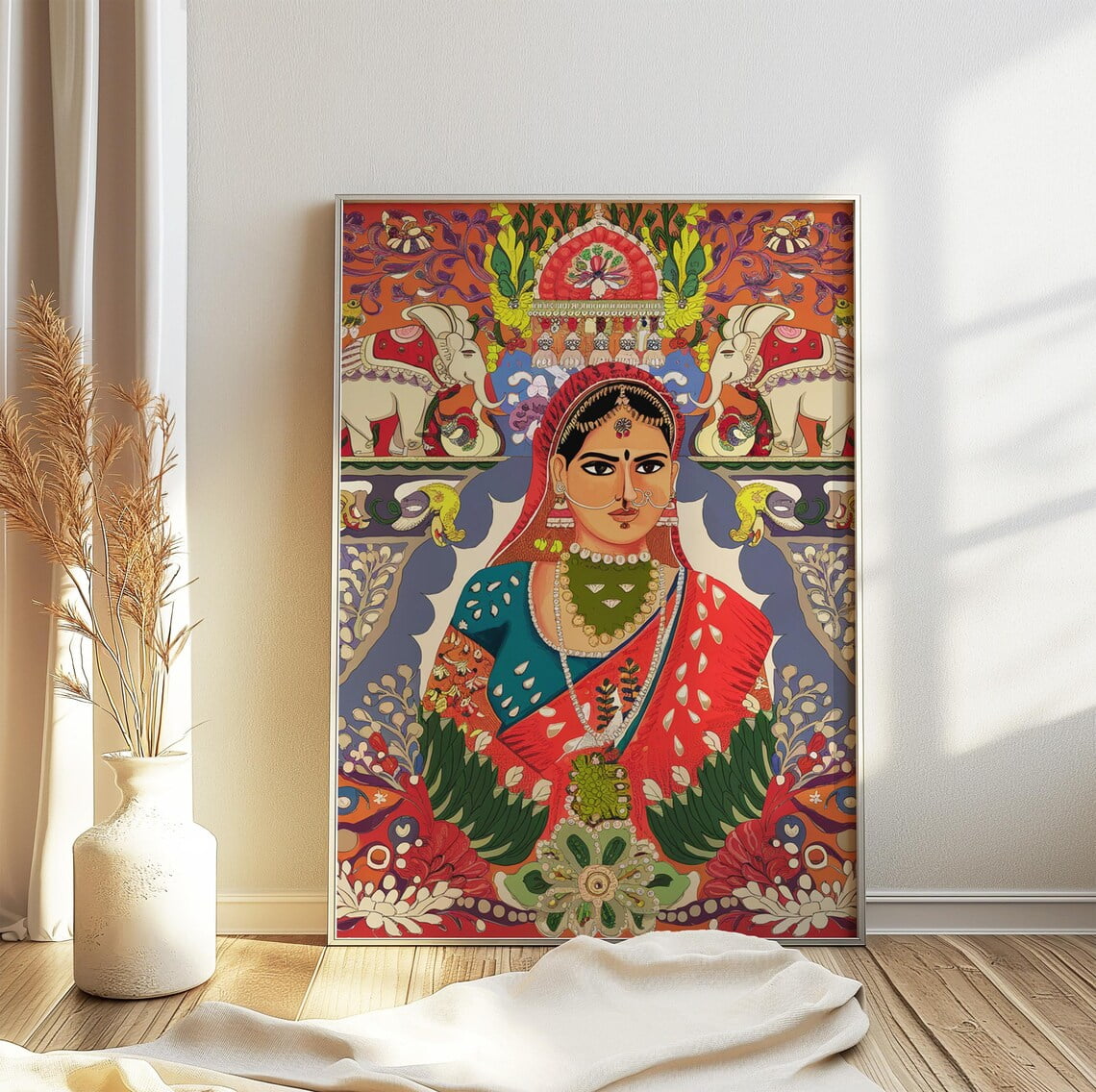 Indian Floral Print, Traditional Indian Poster, Indian Woman, Floral ...