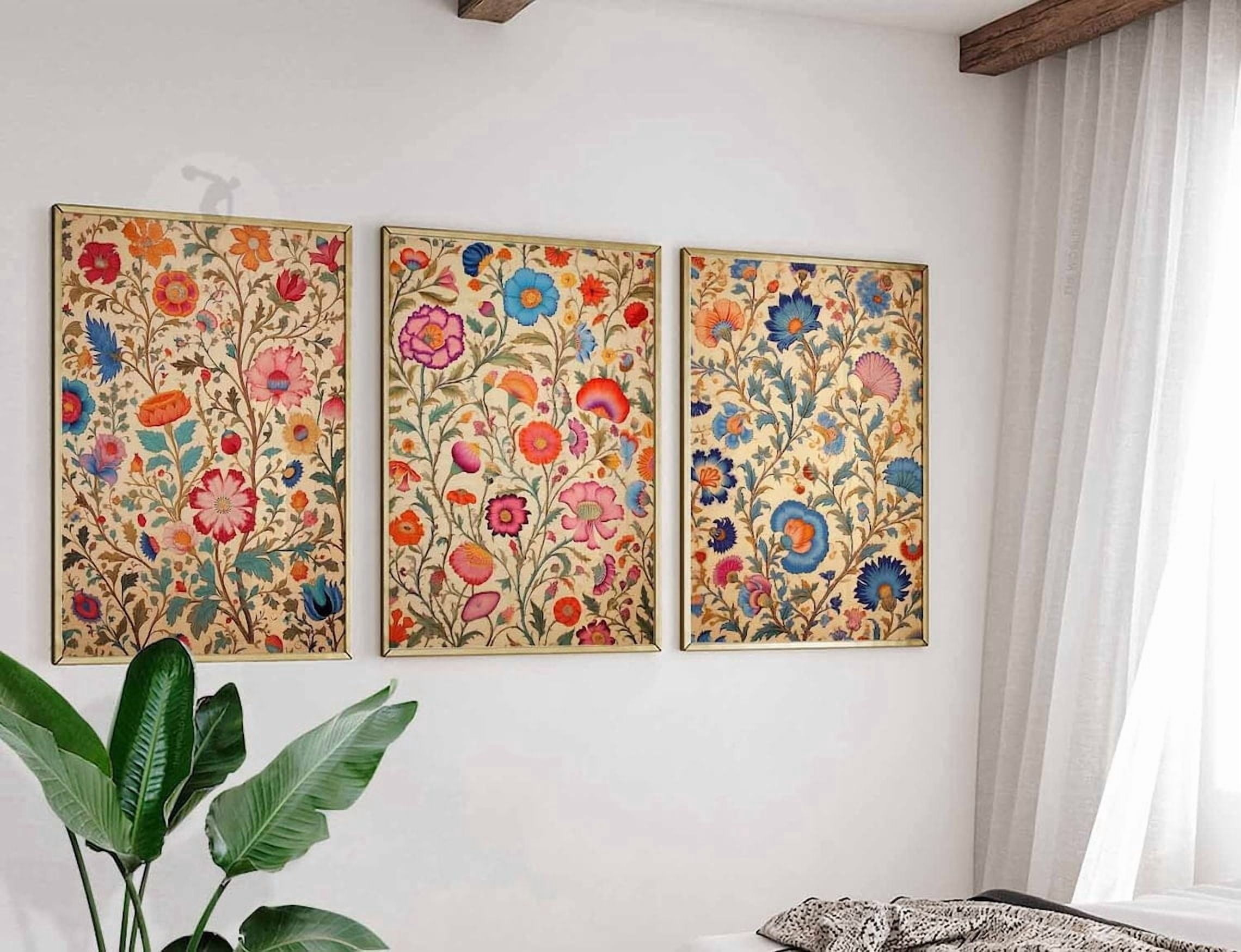 Indian Floral Traditional Pichwai Art Cultural Wall Decor Set 3 ...