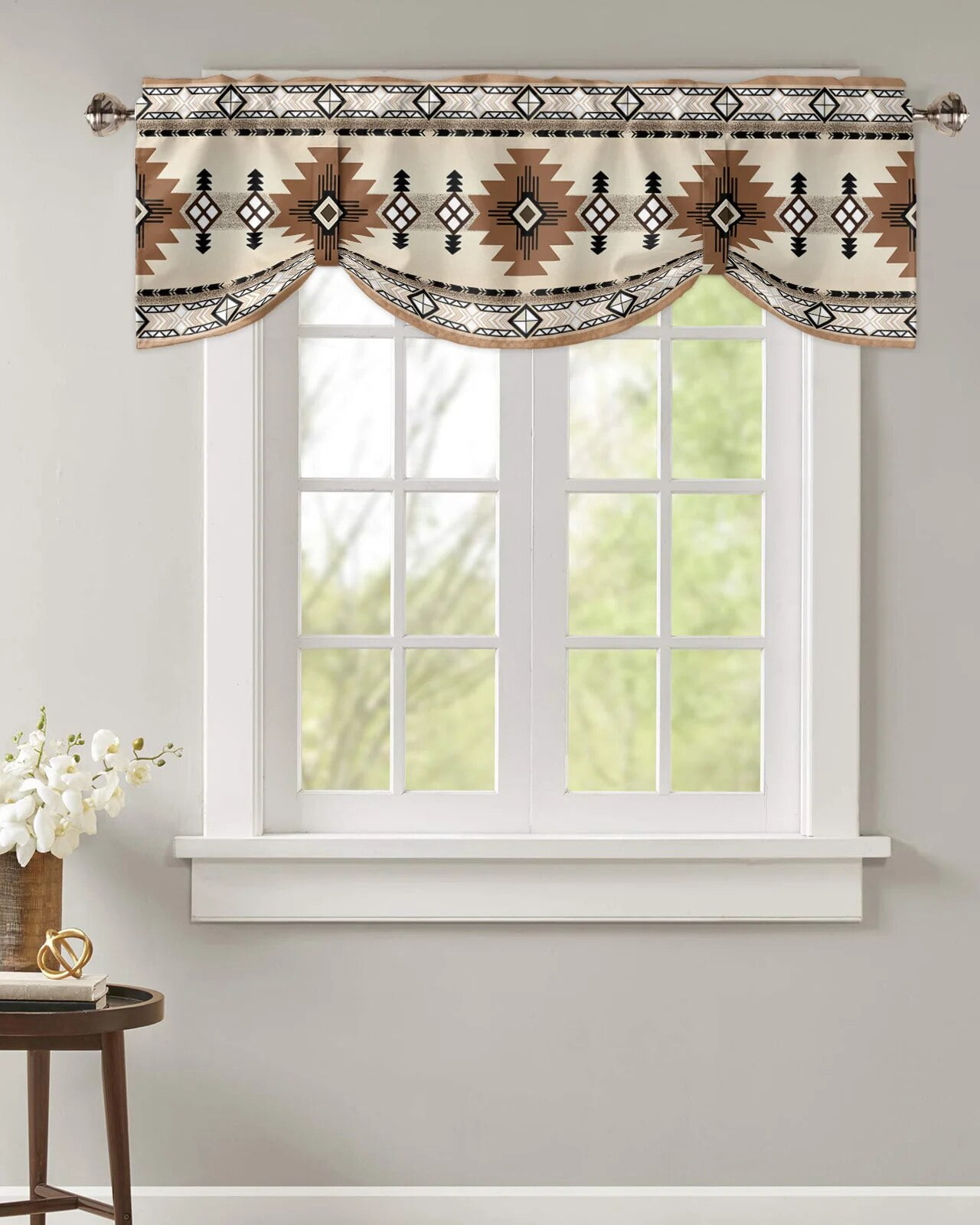Indian Geometry Graphics Window Valance Curtain Kitchen Cafe Short ...