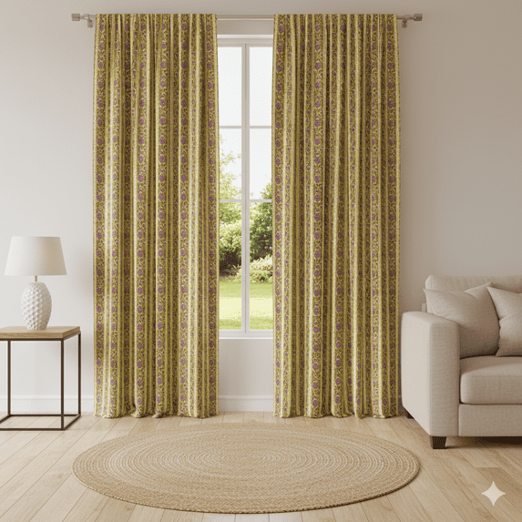 Indian Hand Block Print Pure Cotton Curtains Drape for Window Décor ...