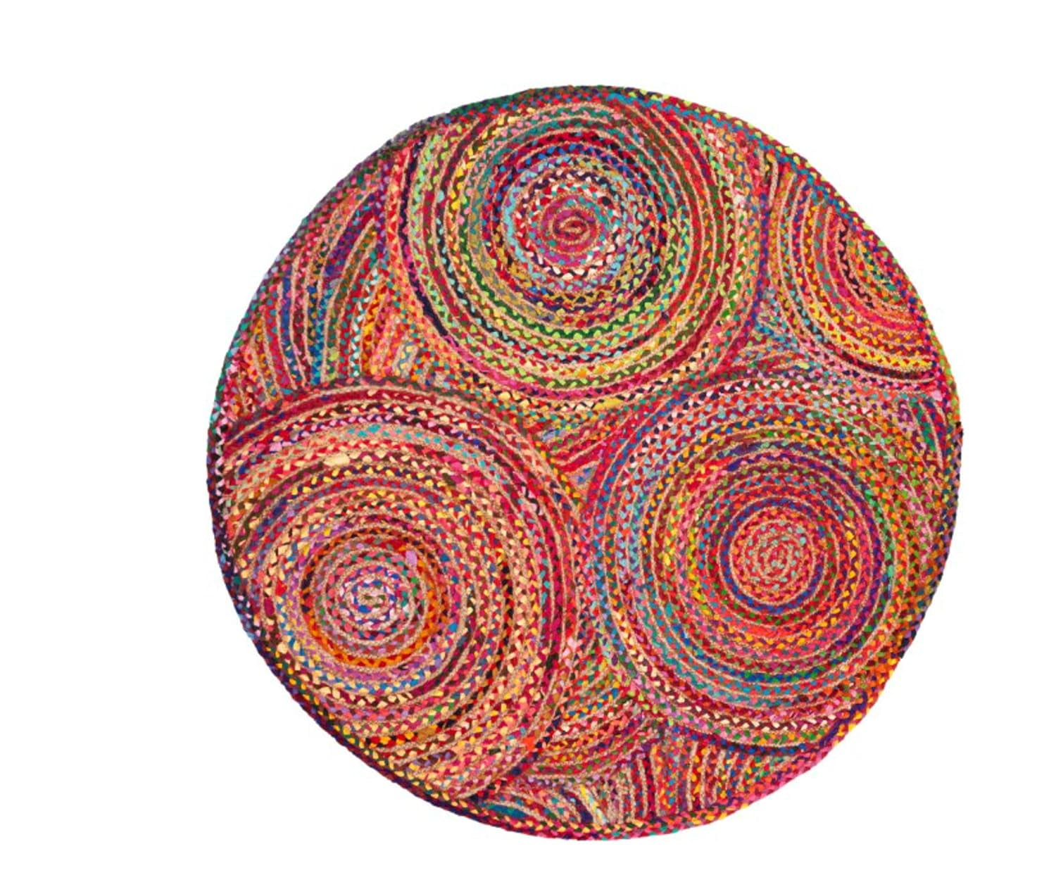 Indian Handloom Handmade Hand Braided Natural Juteand Cotton Round ...