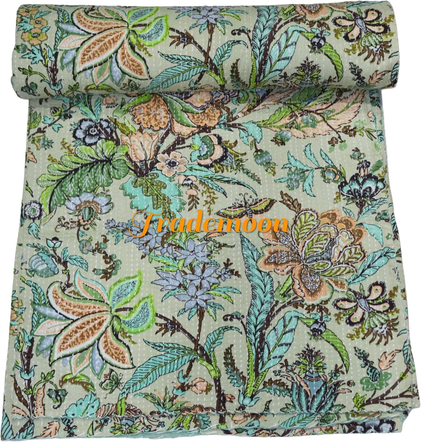 Indian Handmade Beautiful Cotton Kantha Quilt , Bedsheet , Throw ...
