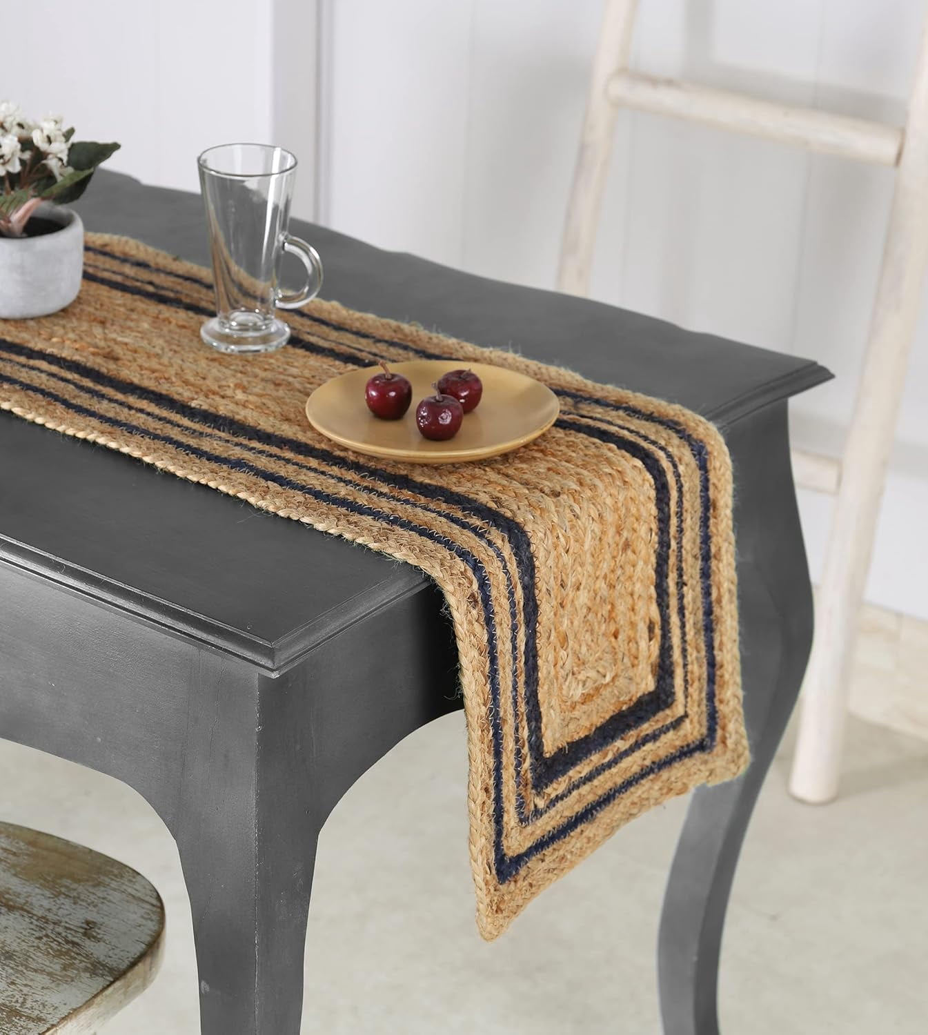 Indian Handmade Beige & Black Jute Table Runner Rug – 14 x 72 – Indian ...