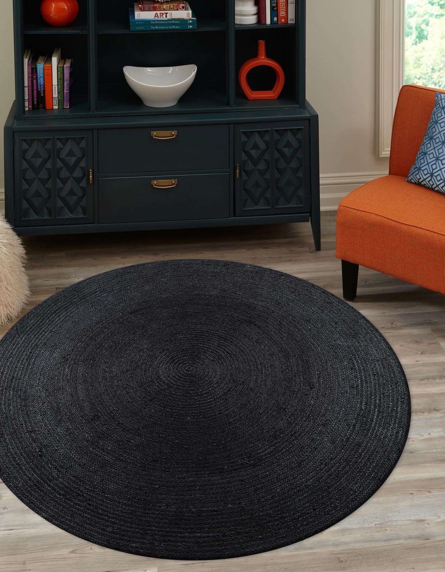 Indian Handmade Braided Black Natural Jute Area Rug, Home Décor Rug ...