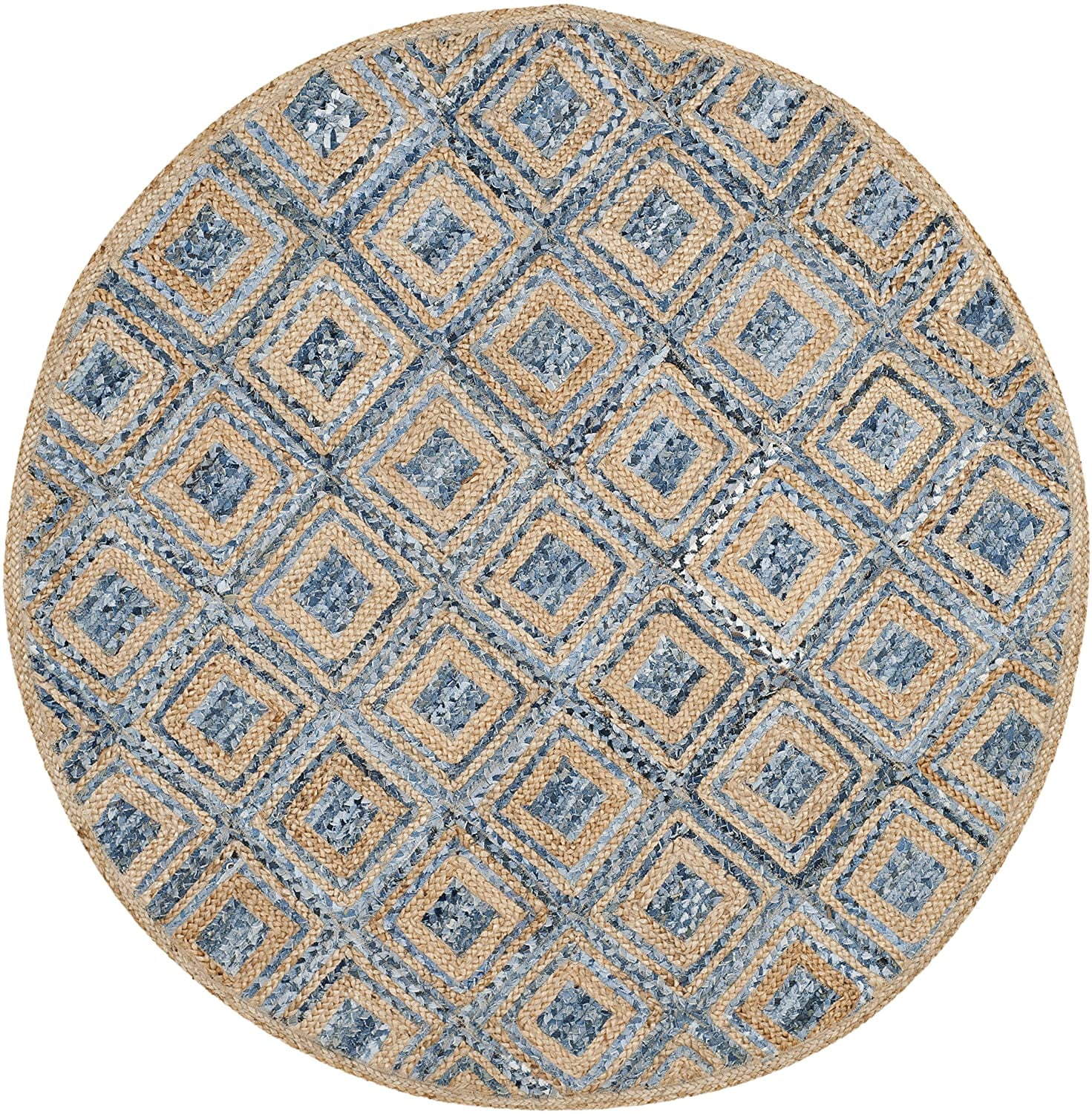 Indian Handmade Braided Blue Color Cotton , Denim with Natural Jute ...