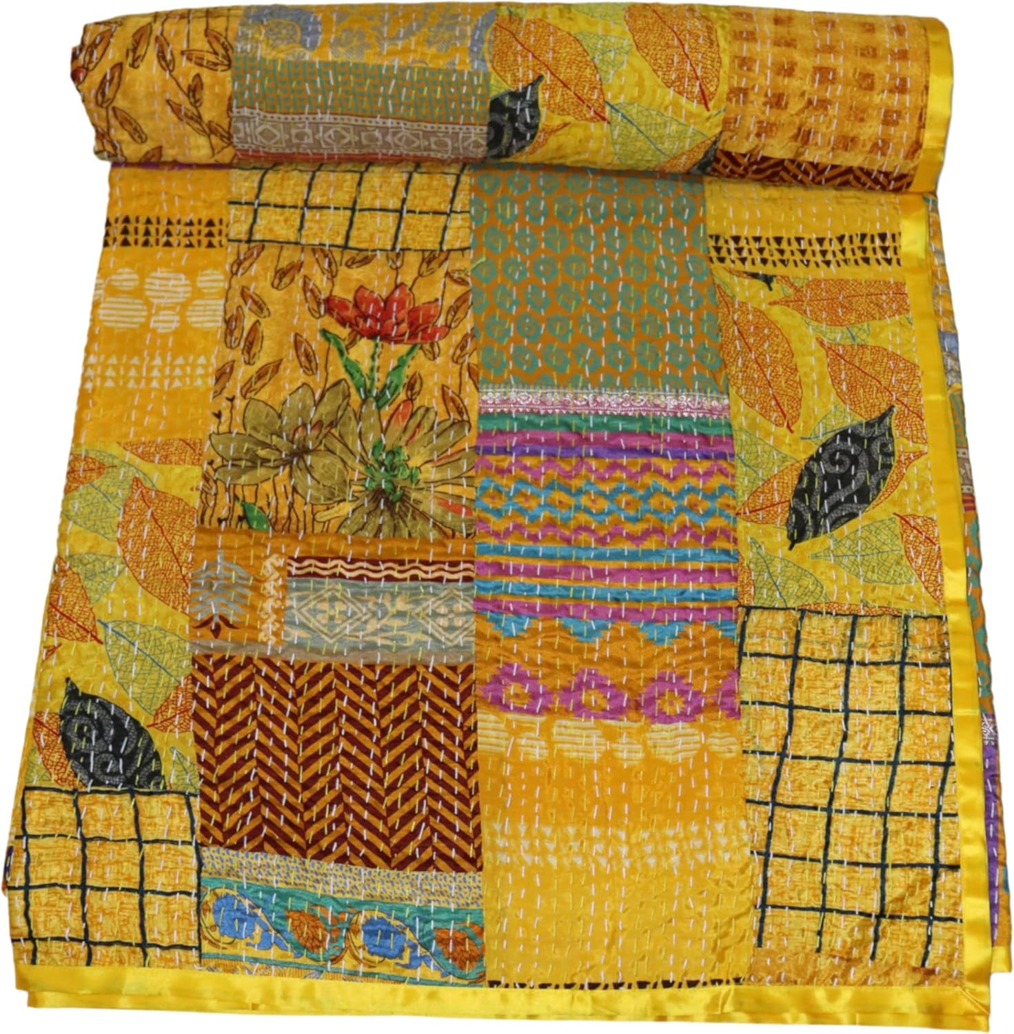 Indian Handmwoven Silk Patola Kantha Quilt – Traditional Indian Design ...