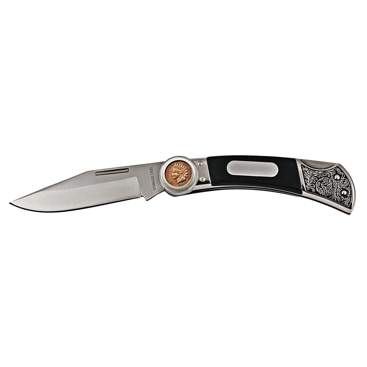 Indian Head Penny Wood Pocket Knife With Engravable Plate - Walmart.com