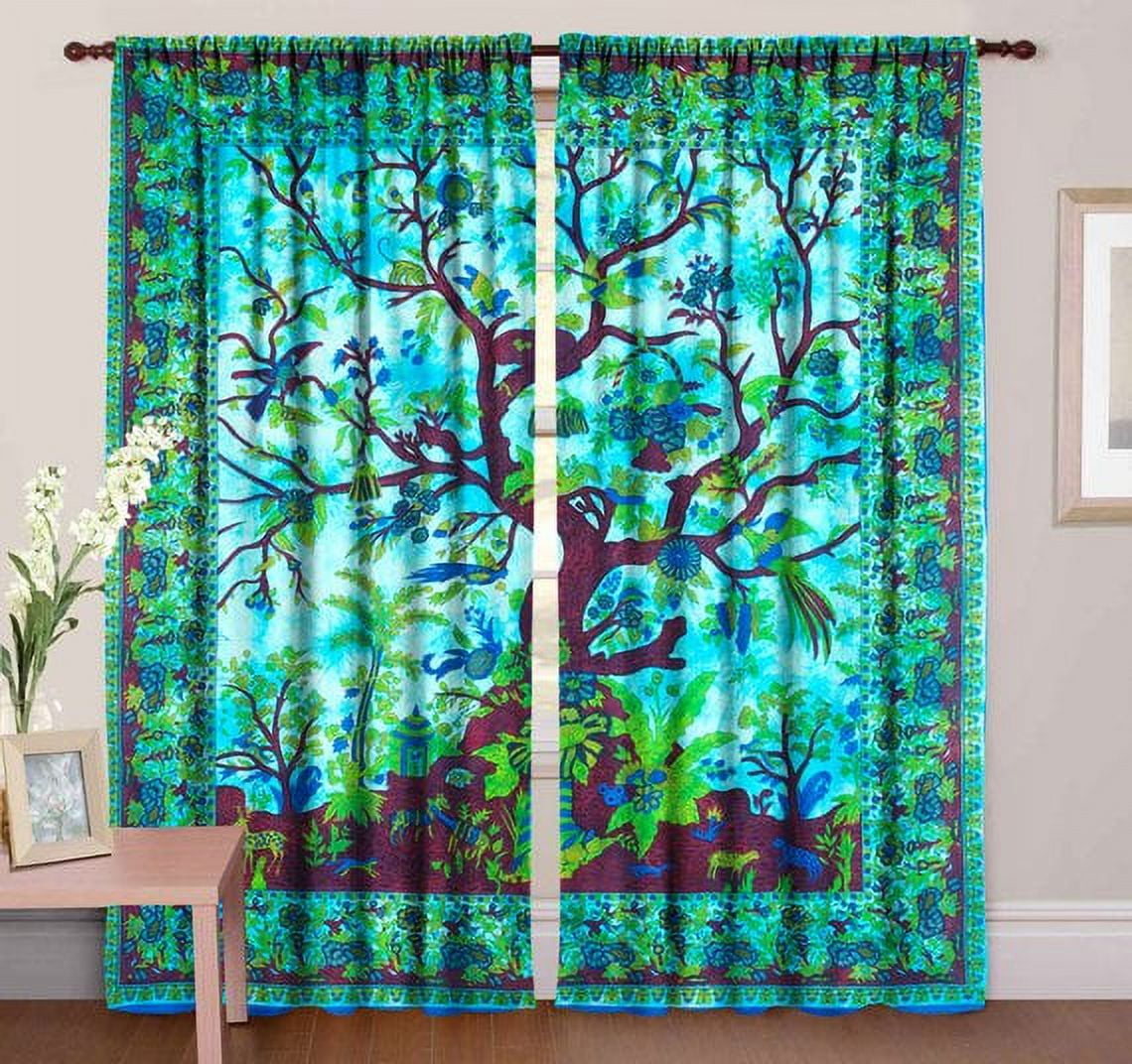 Indian Hippie Bohemian Beautiful Tree of Life Tie Dye Mandala Curtain ...