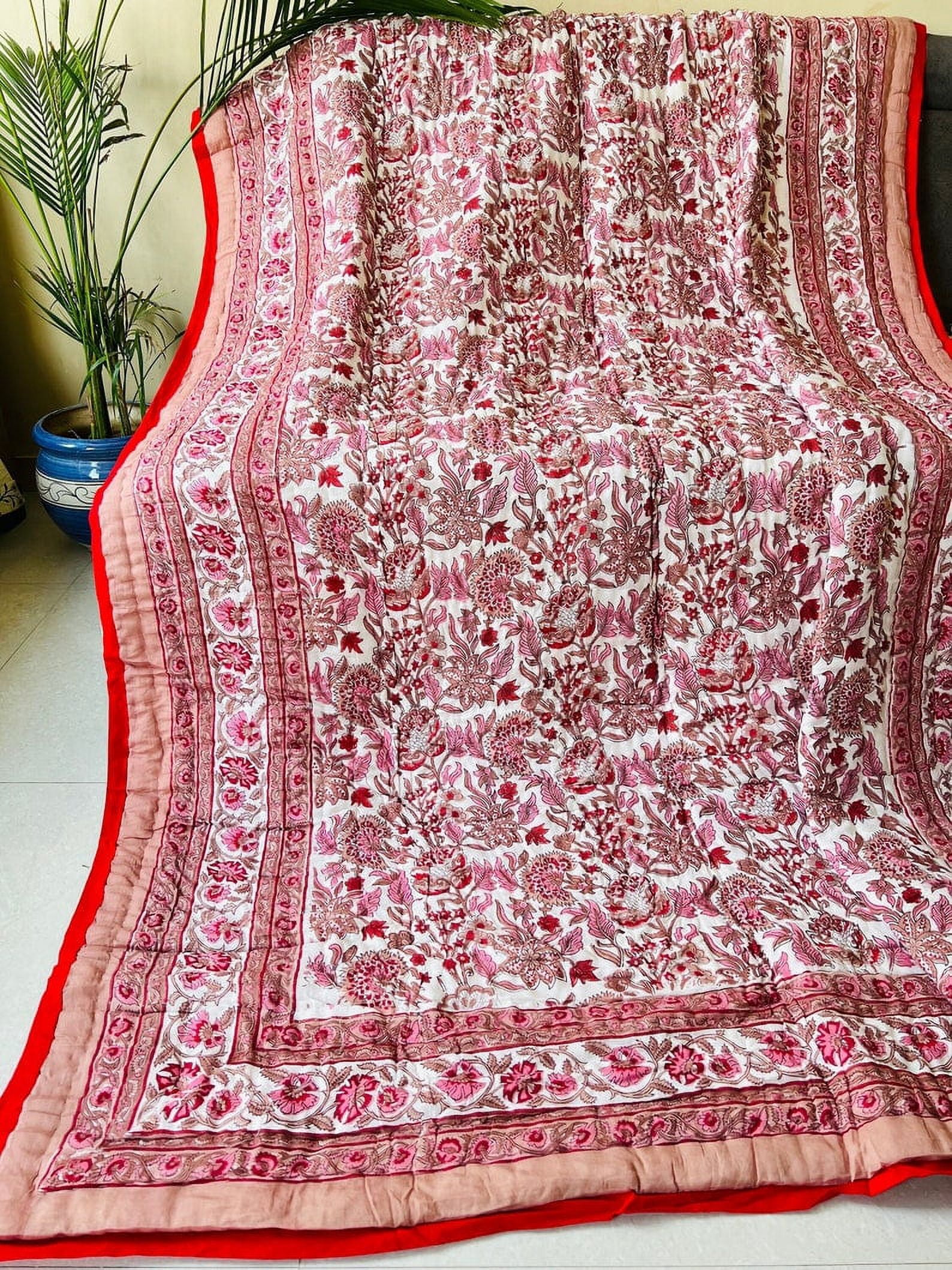 Indian Jaipuri Block Print Quilt Indian Jaipuri Handmade Cotton Floral ...