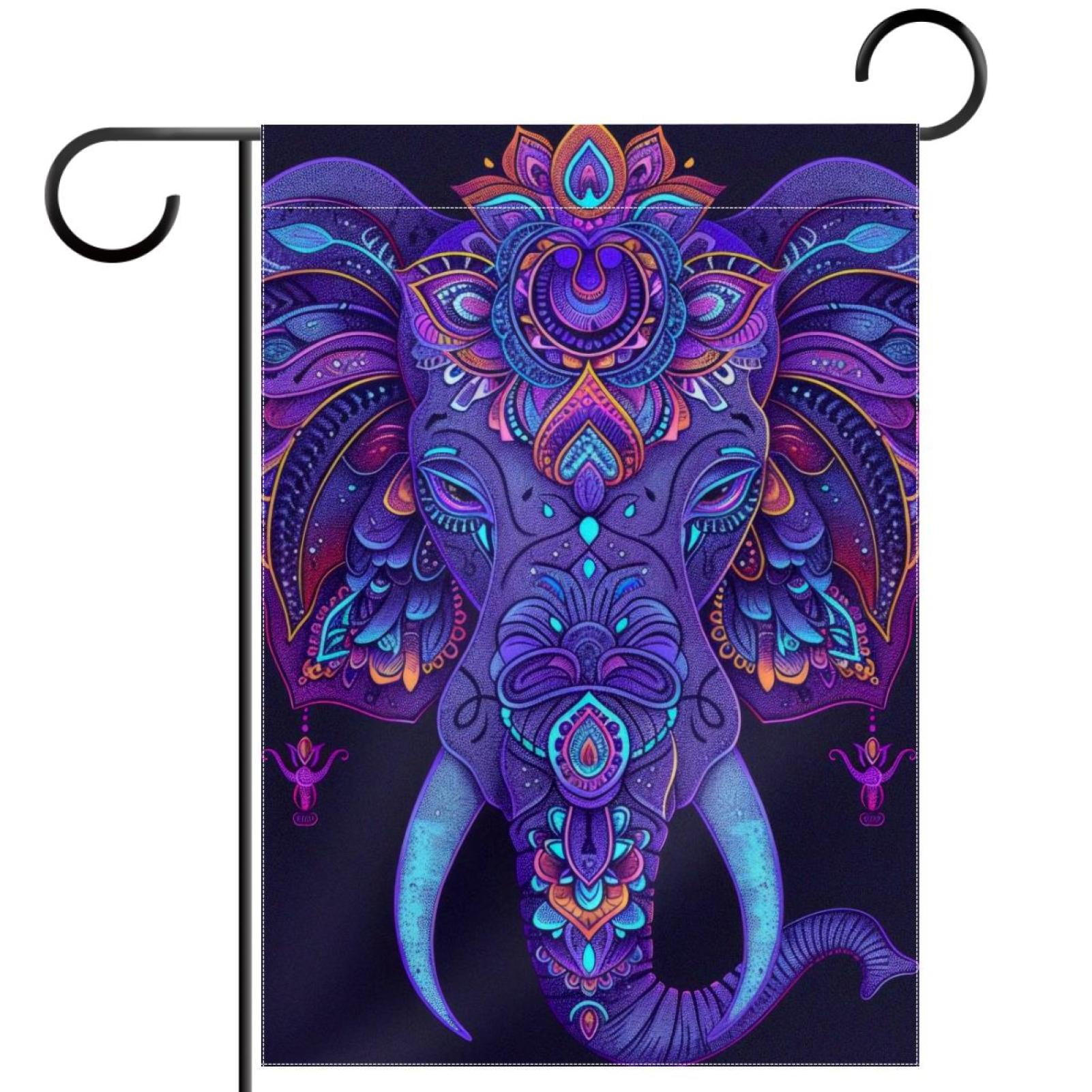 Indian Lotus Ethnic Purple Elephant Welcome Garden Flags, 12 x 18 Inch ...