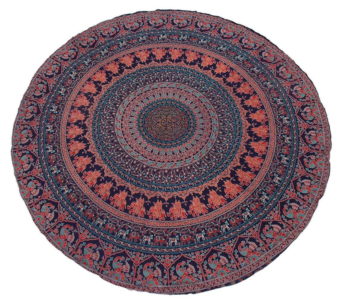 Indian Mandala Circle Round Roundie Beach Picnic Throw Table Cloth Boho ...
