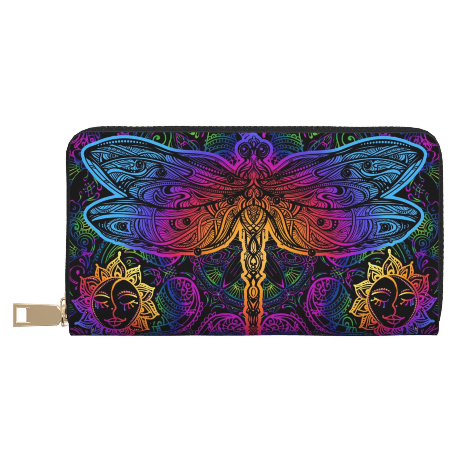 Indian Mandalas Dragonfly Wallet Women, Leather Bifold Multi Card ...