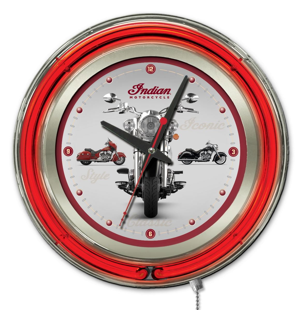 Indian Motorcycle 15" Double Neon Wall Clock - Walmart.com