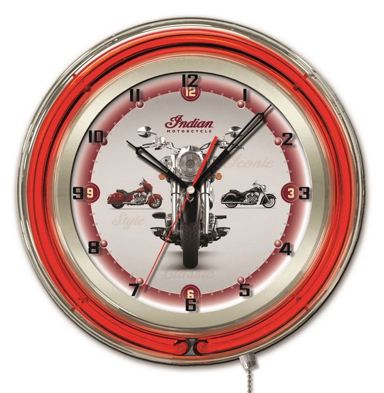 Indian Motorcycle 19" Double Neon Wall Clock - Walmart.com