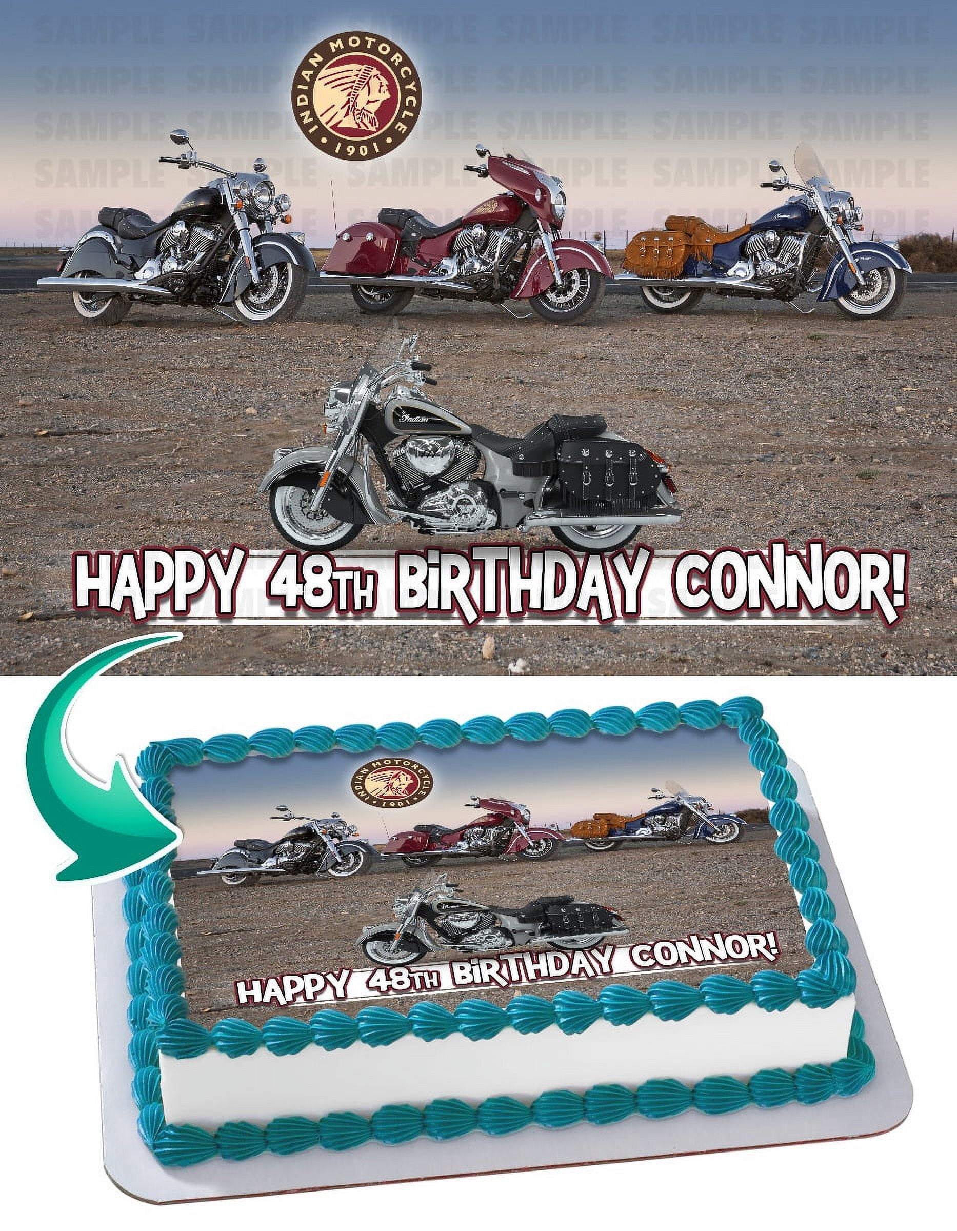 Indian Motorcycle Edible Cake Image Topper Personalized Birthday Party ...