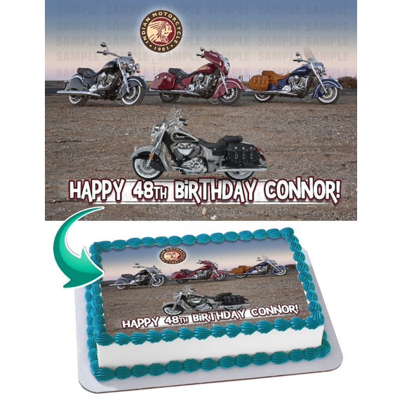 Indian Motorcycle Edible Cake Image Topper Personalized Birthday Party ...