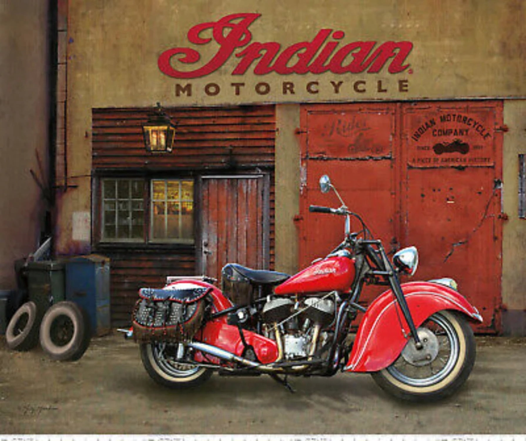 Indian Motorcycle Garage Cotton Fabric Panel 36"x43 1/2" - Walmart.com