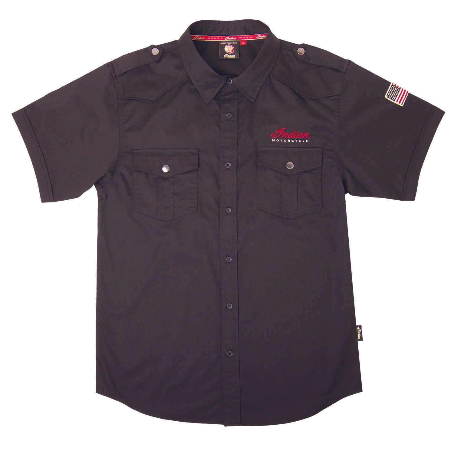 Indian Motorcycle Men's Short-Sleeve Casual Shirt, Black | 2863698 ...
