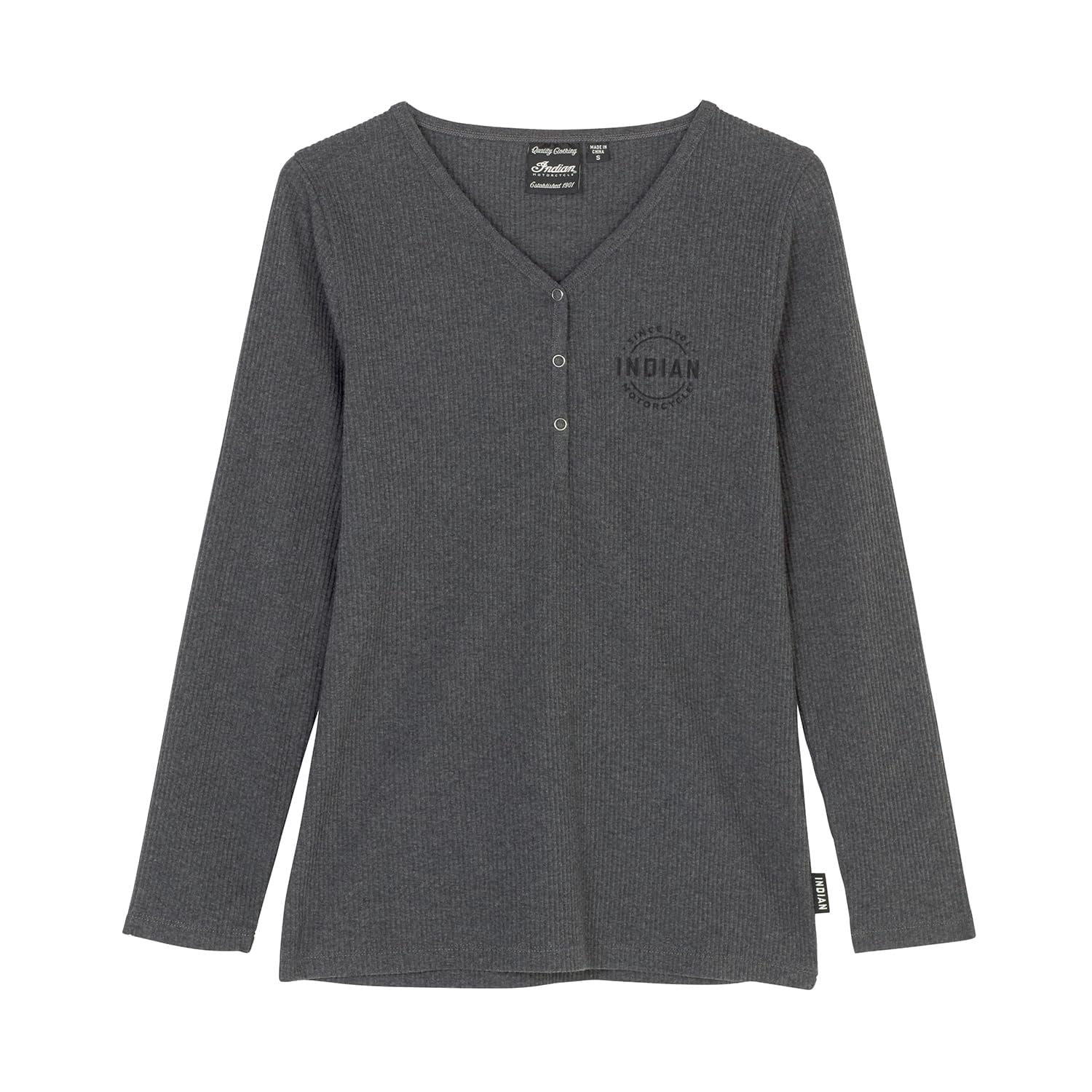 Indian Motorcycle Women's Est. 1901 Block Logo Henley Long Sleeve T ...