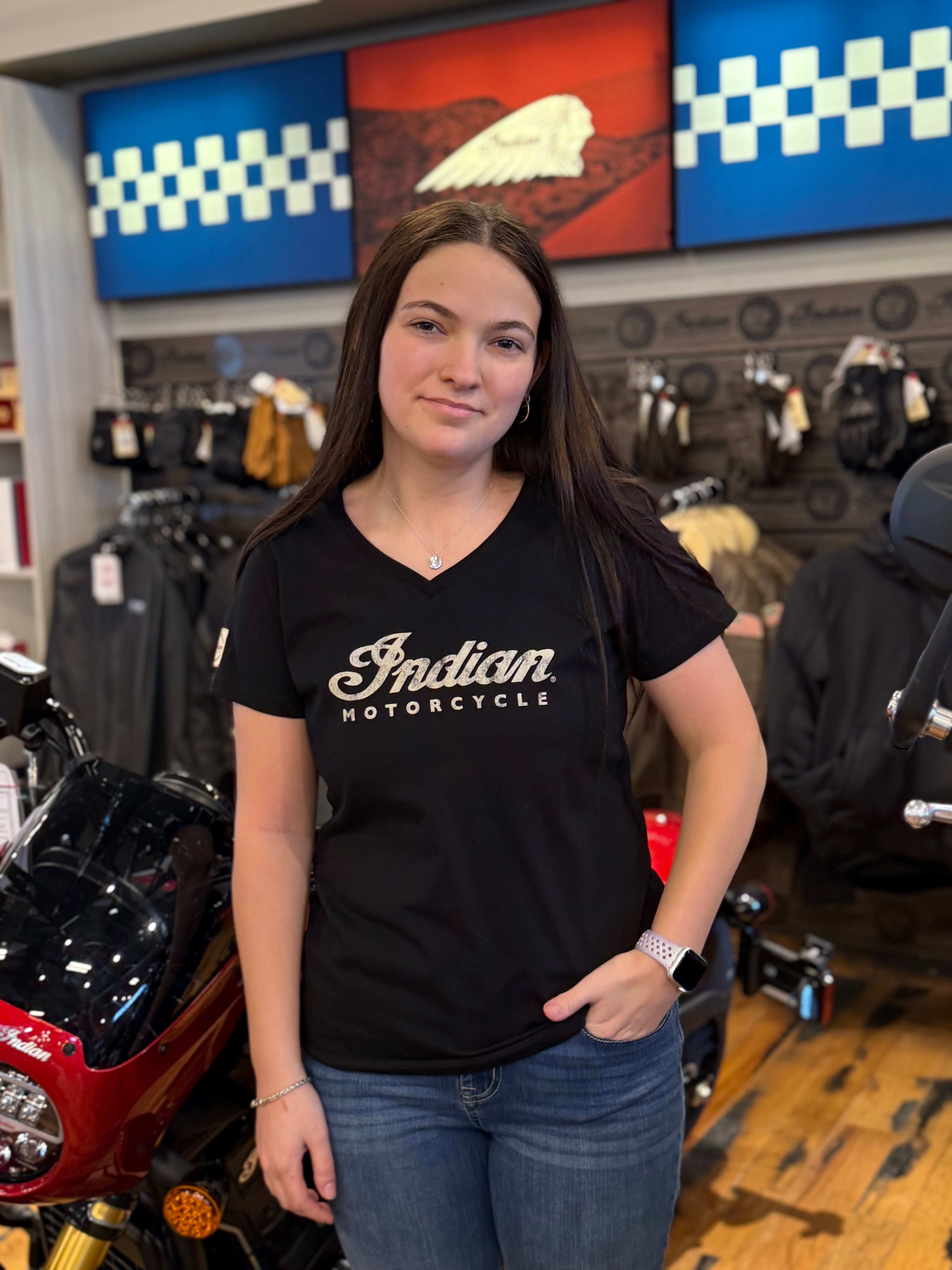 Indian Motorcycle Women's Script Logo T-Shirt, Black | 2861928 ...