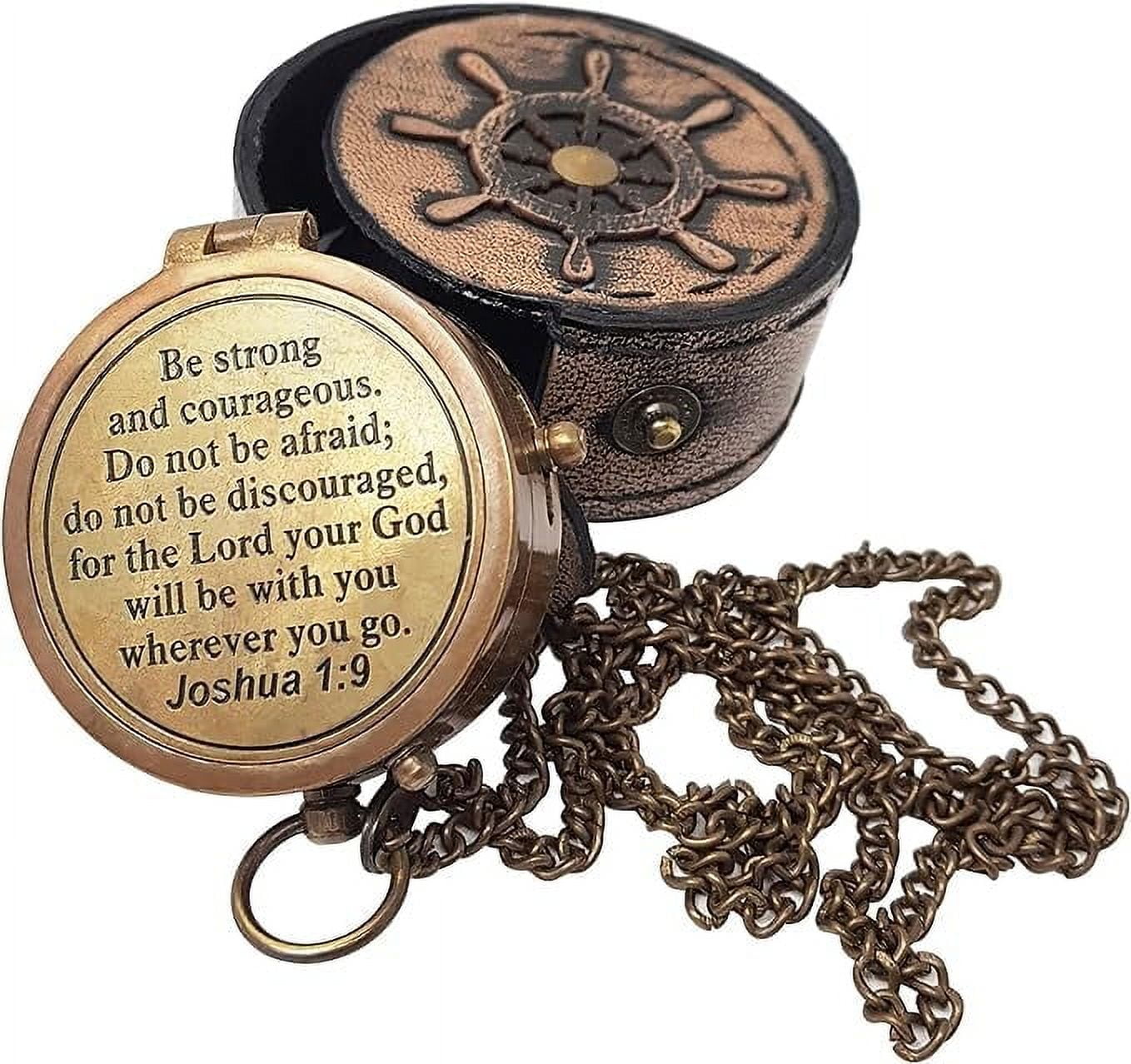 Indian Nautical Instruments Be Strong and Courageous Engraved Compass ...